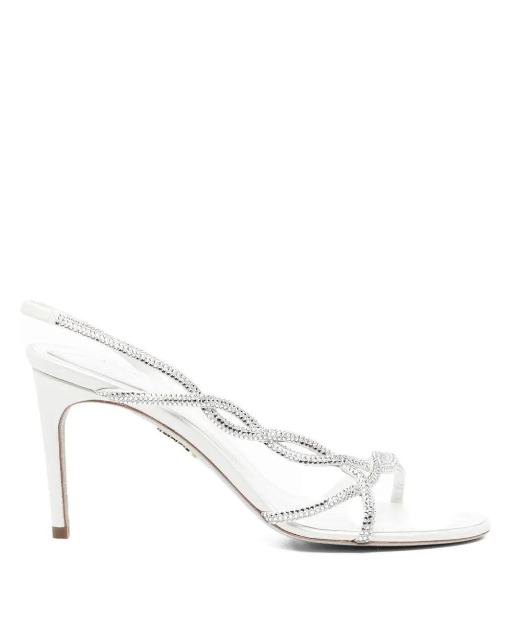 Rene Caovilla 90Mm Crystal-Embellished Slingback Sandals in White | Lyst