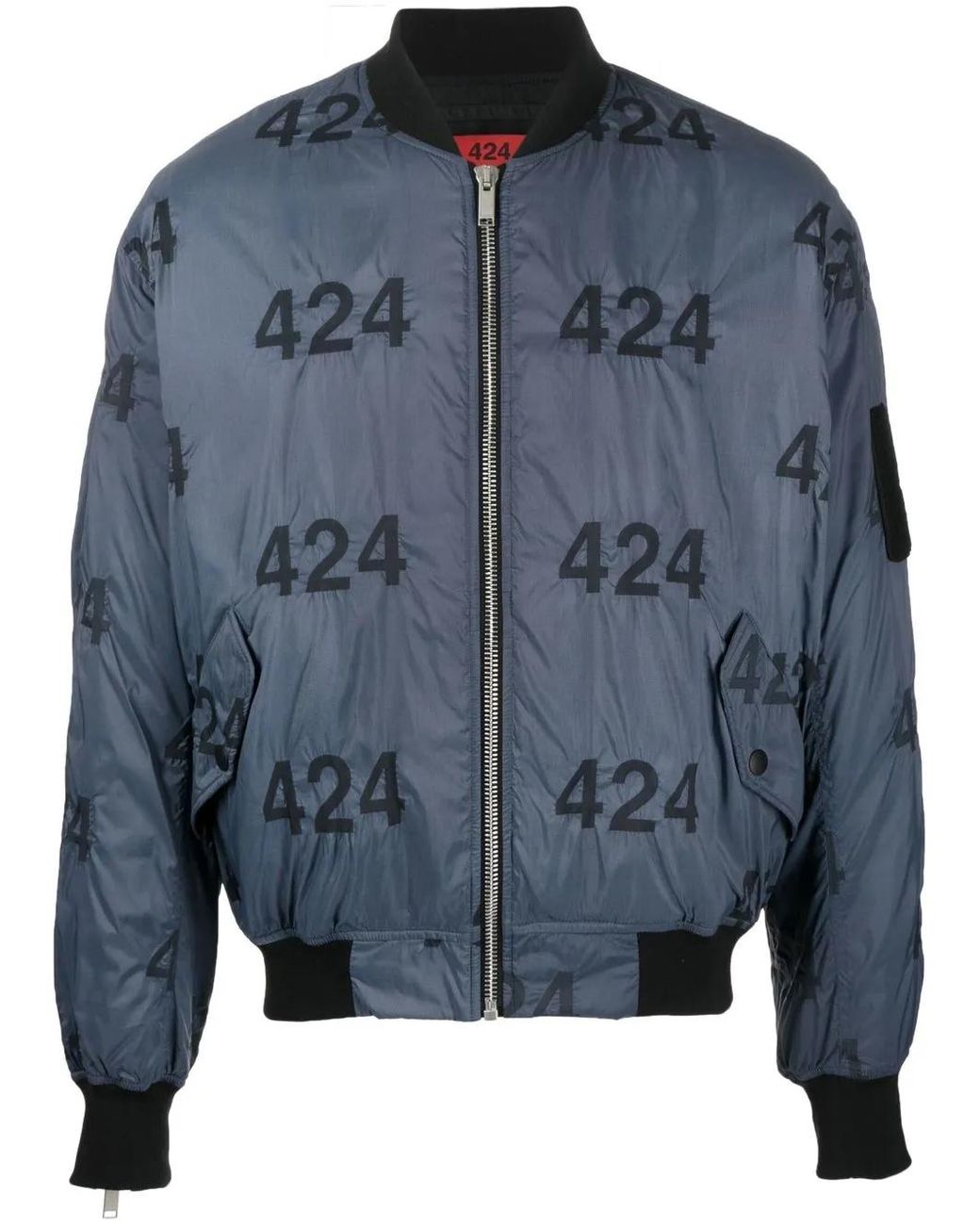 424 Logo-Print Quilted Bomber Jacket in Blue for Men | Lyst