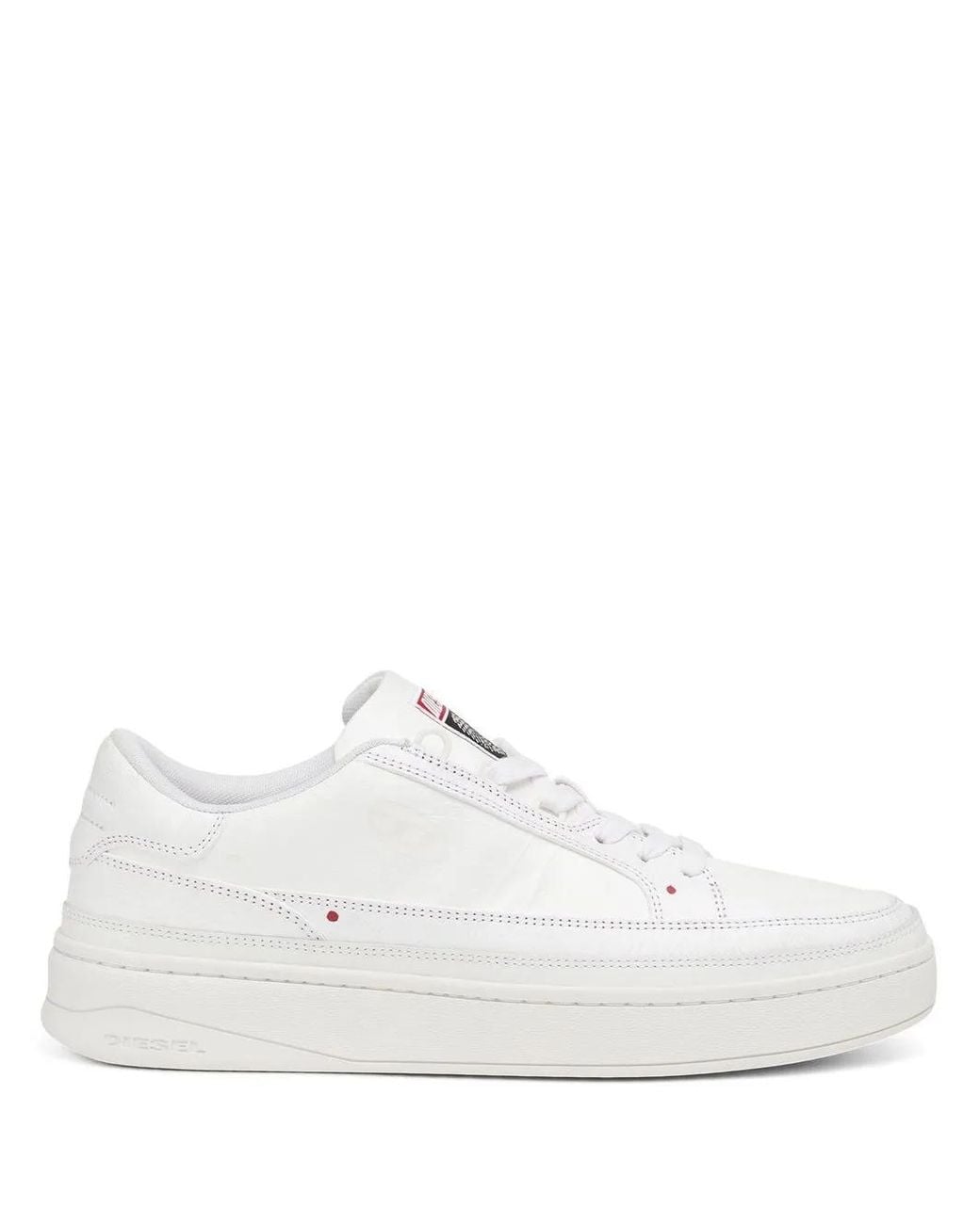 DIESEL Logo-Patch Low-Top Sneakers in White for Men | Lyst