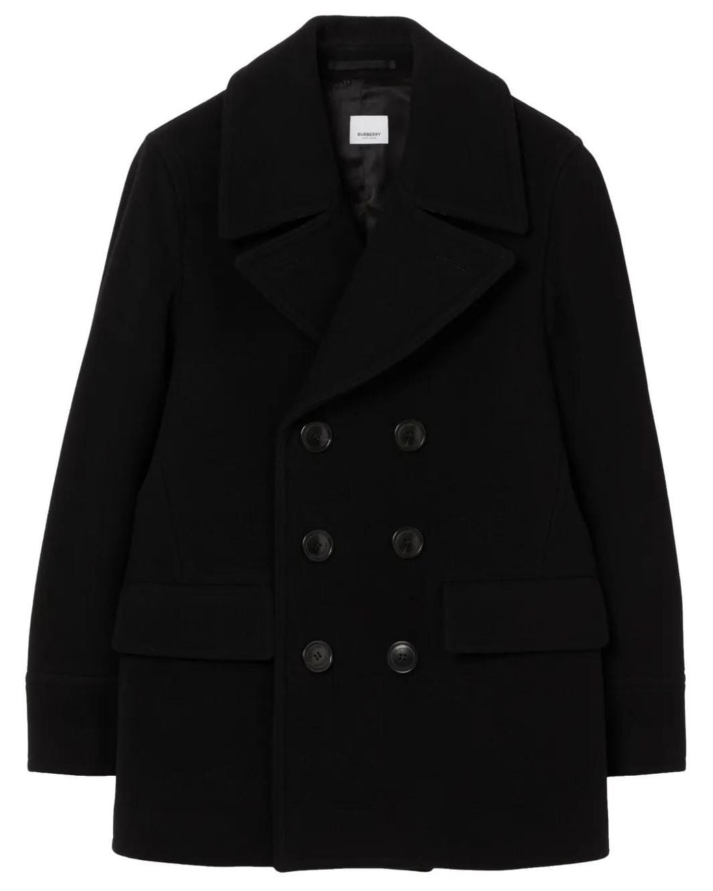 Burberry Double-Breasted Peacoat in Black for Men | Lyst