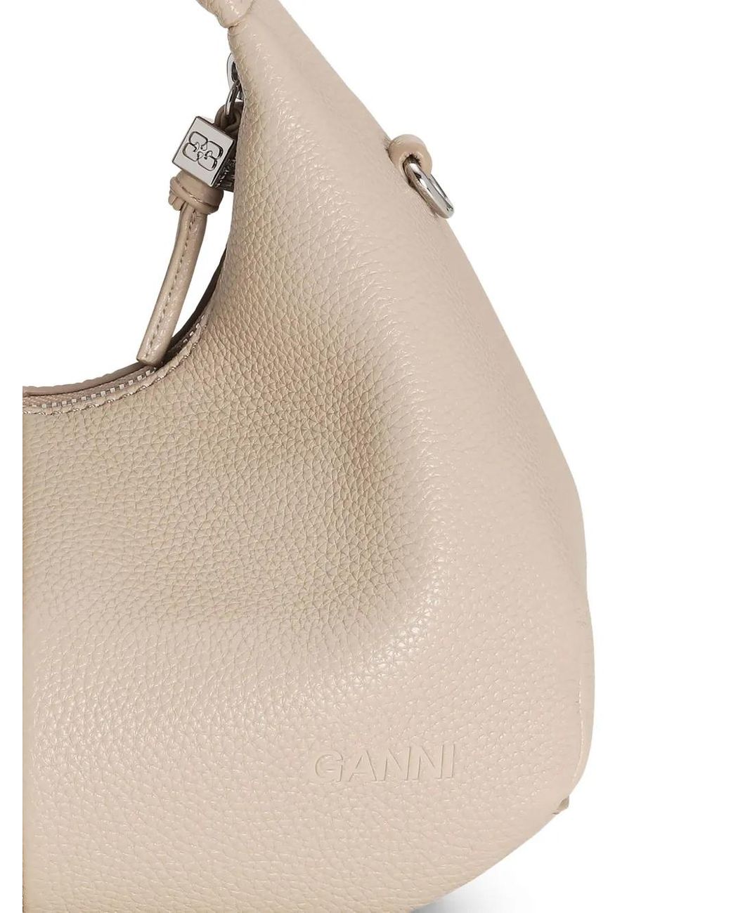 Ganni Mini Textured Leather Tote Bag in Natural | Lyst