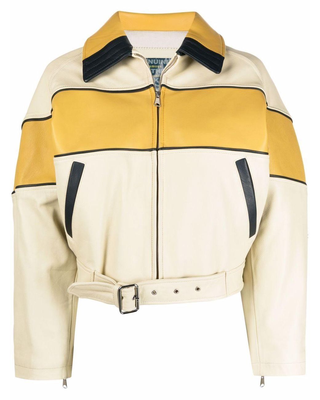 DIESEL Colour-block Leather Jacket in Yellow | Lyst