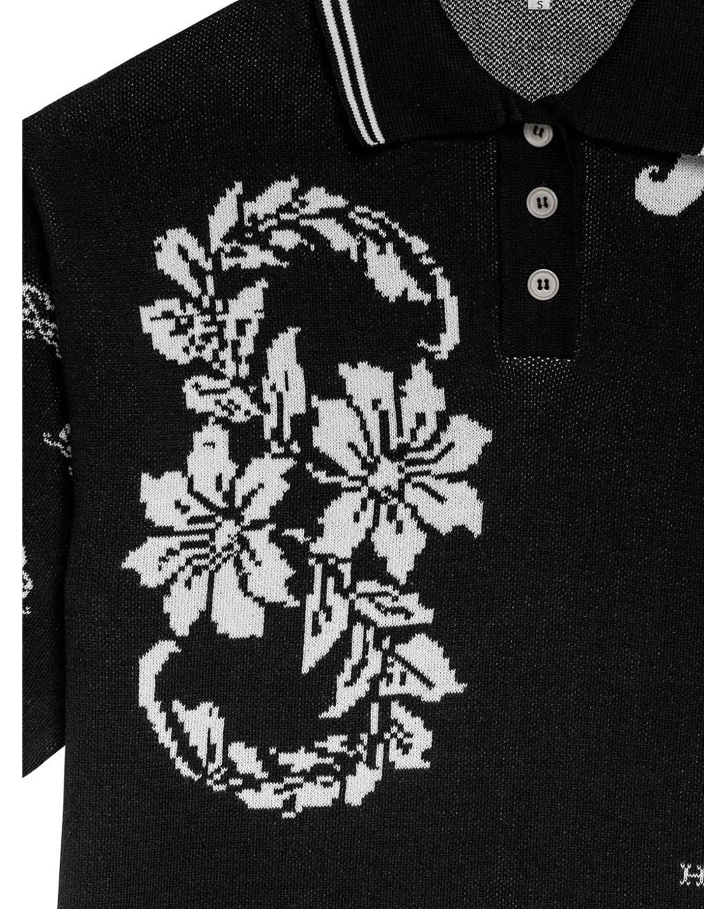 Agua Bendita Cobana Floral-Pattern Polo Shirt in Black for Men | Lyst