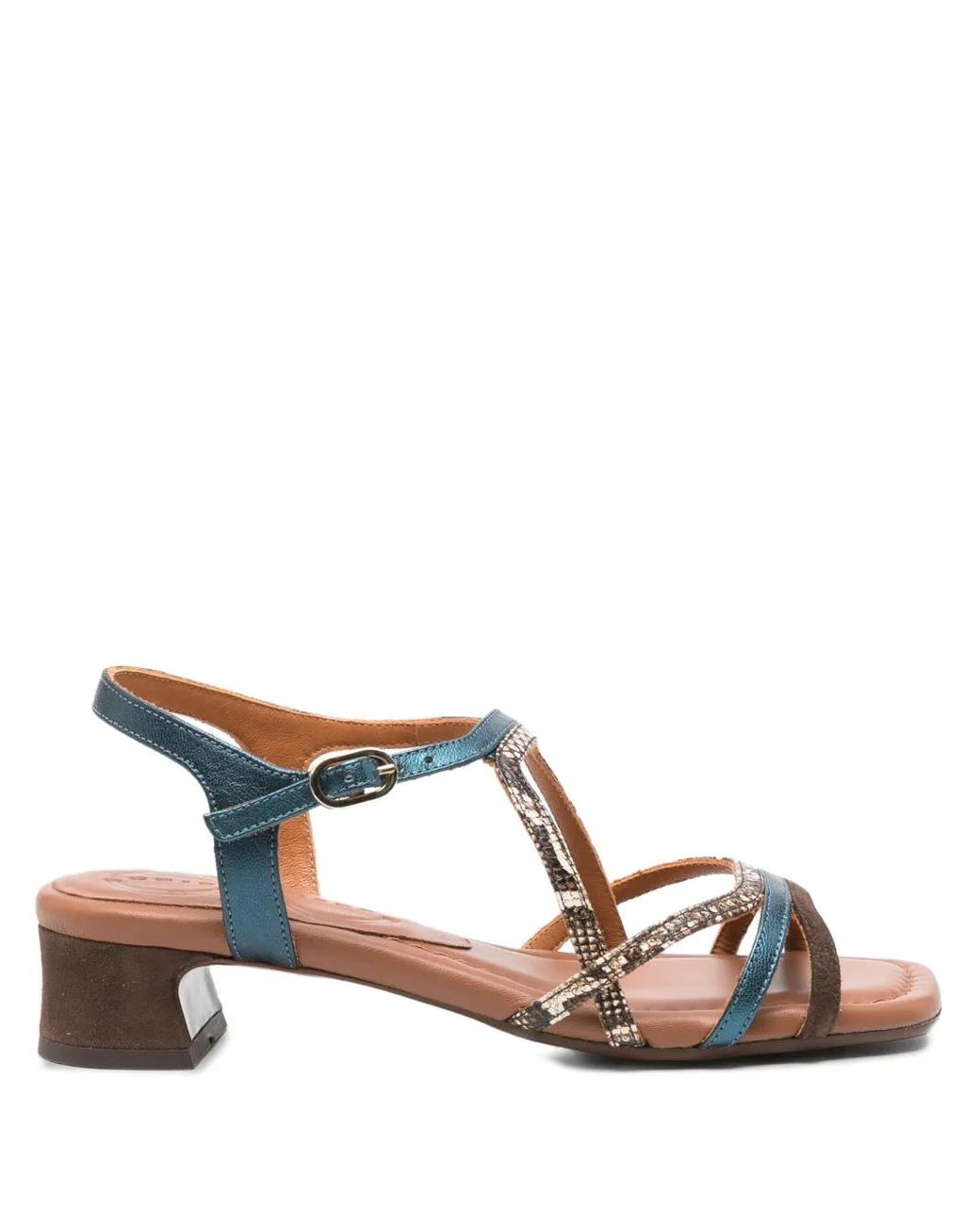 Chie Mihara 40Mm Fedan Leather Snake-Effect Sandals in Brown | Lyst
