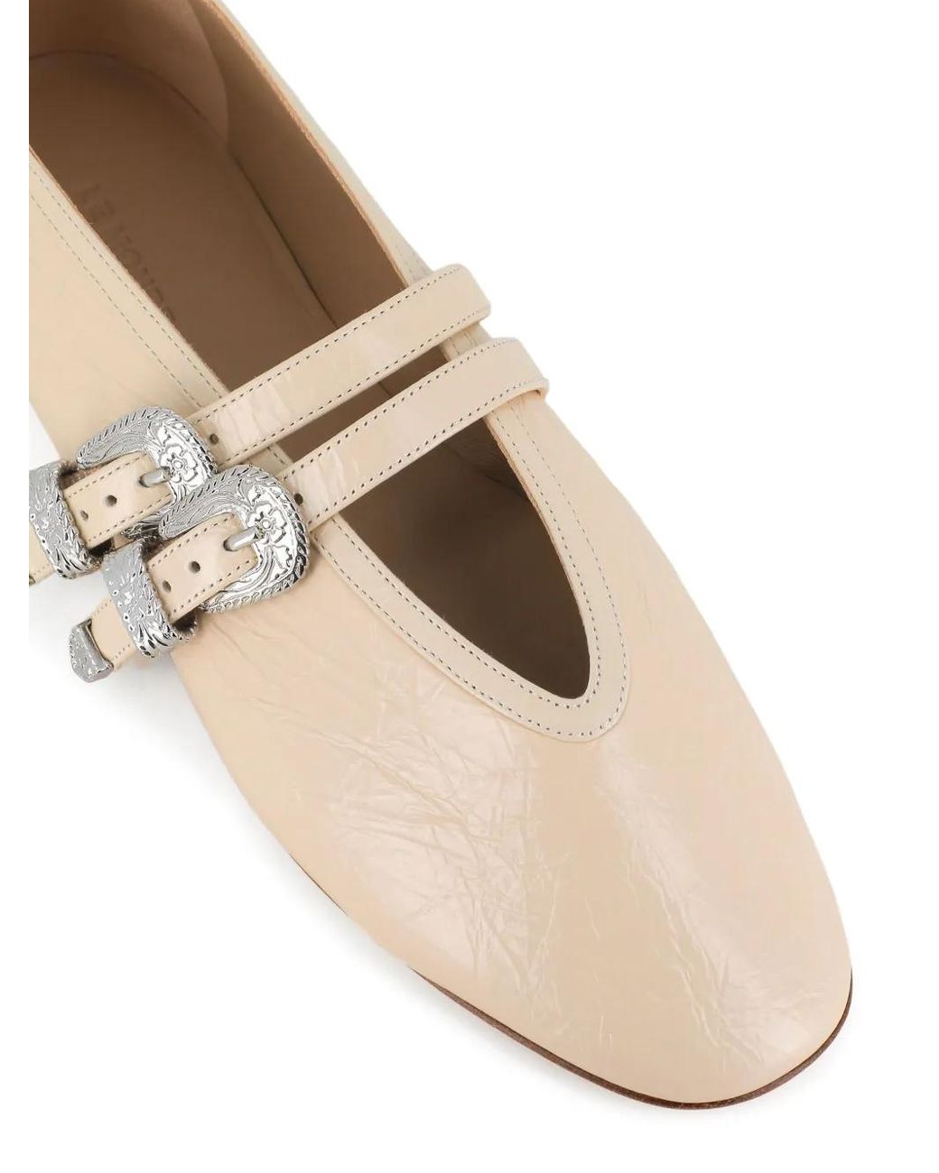 Le Monde Beryl Buckle-Embellished Ballet Flats in Natural | Lyst