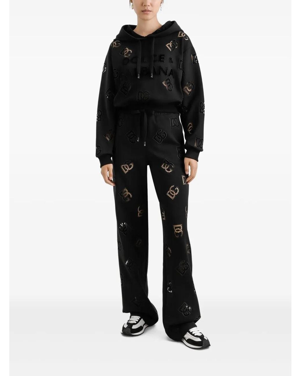 Dolce & Gabbana Dna Logo-Perforated Track Pants in Black | Lyst