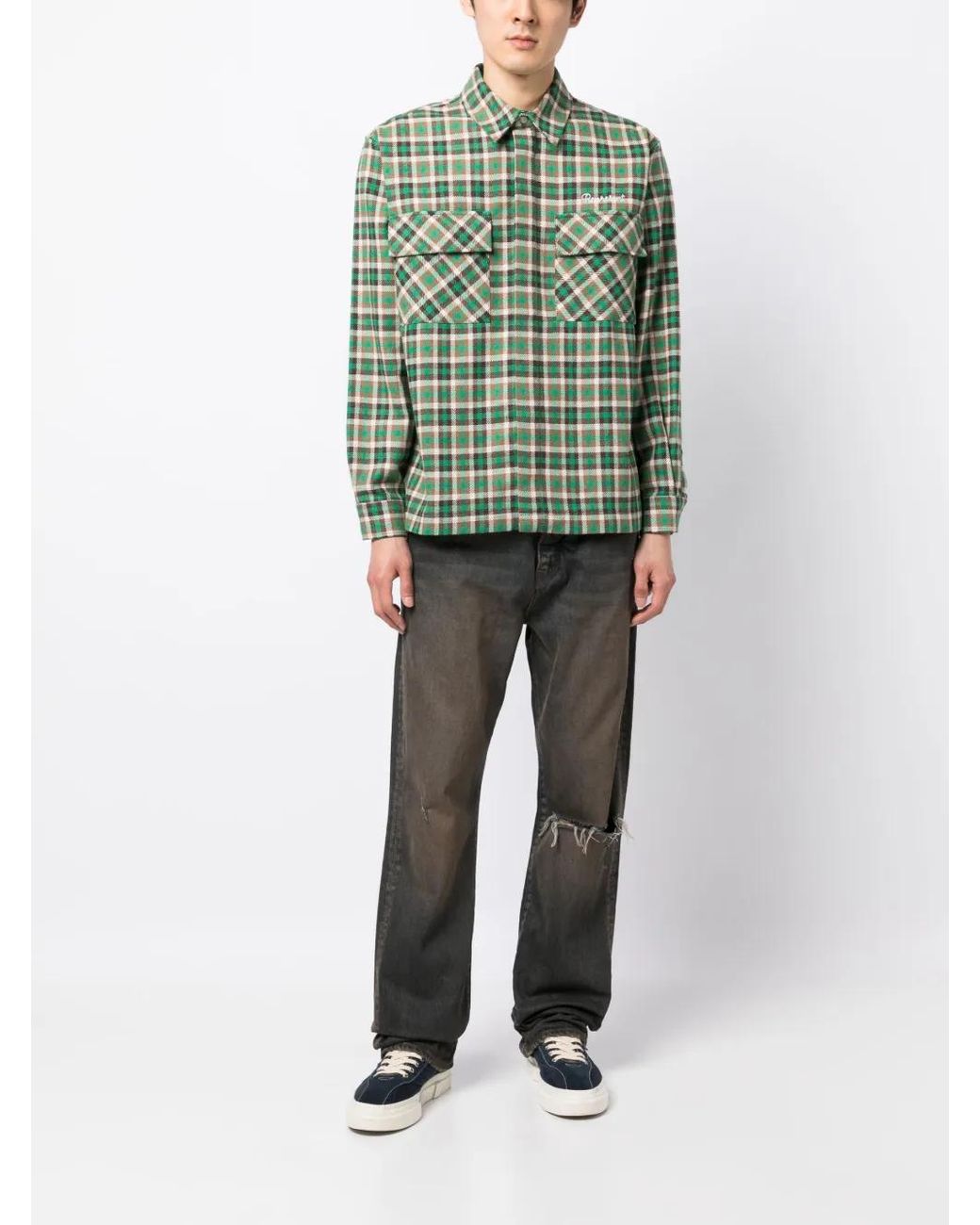 Represent Plaid-Check Print Shirt in Green for Men | Lyst