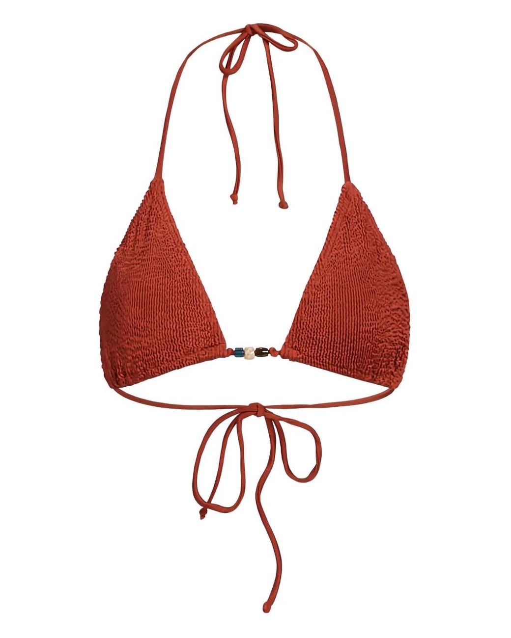 Bondeye Beaded Ingrid Bikini Top in Red | Lyst