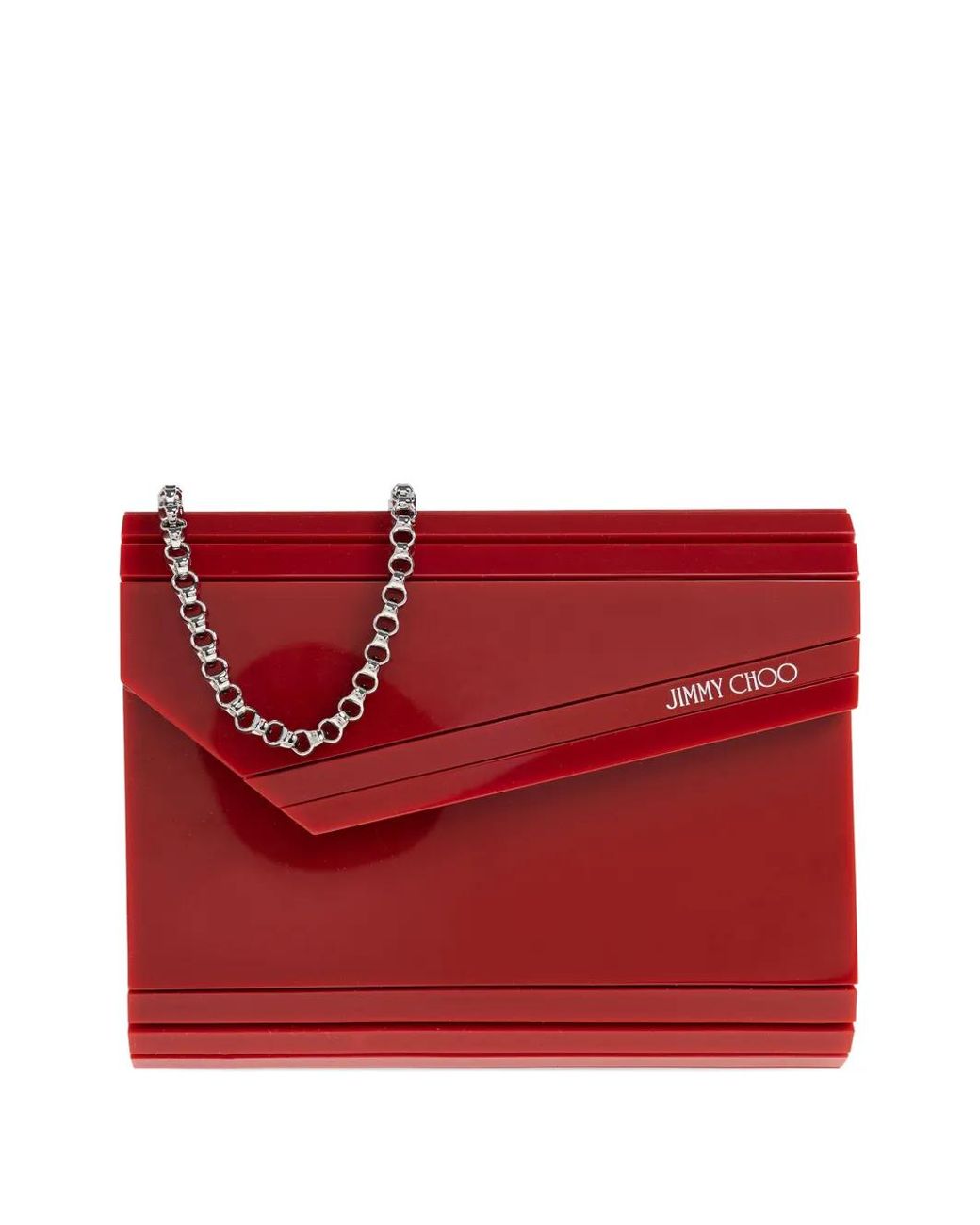 Jimmy Choo Candy Logo-Detail Clucth Bag in Red | Lyst