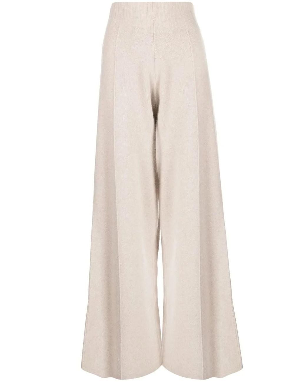 Pringle of Scotland High-Waisted Knitted Trousers in Natural | Lyst UK