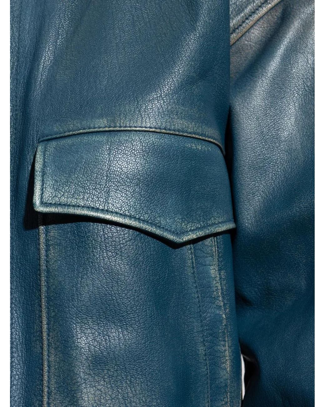 Versace Pocket Zip Leather Jacket in Blue for Men | Lyst UK