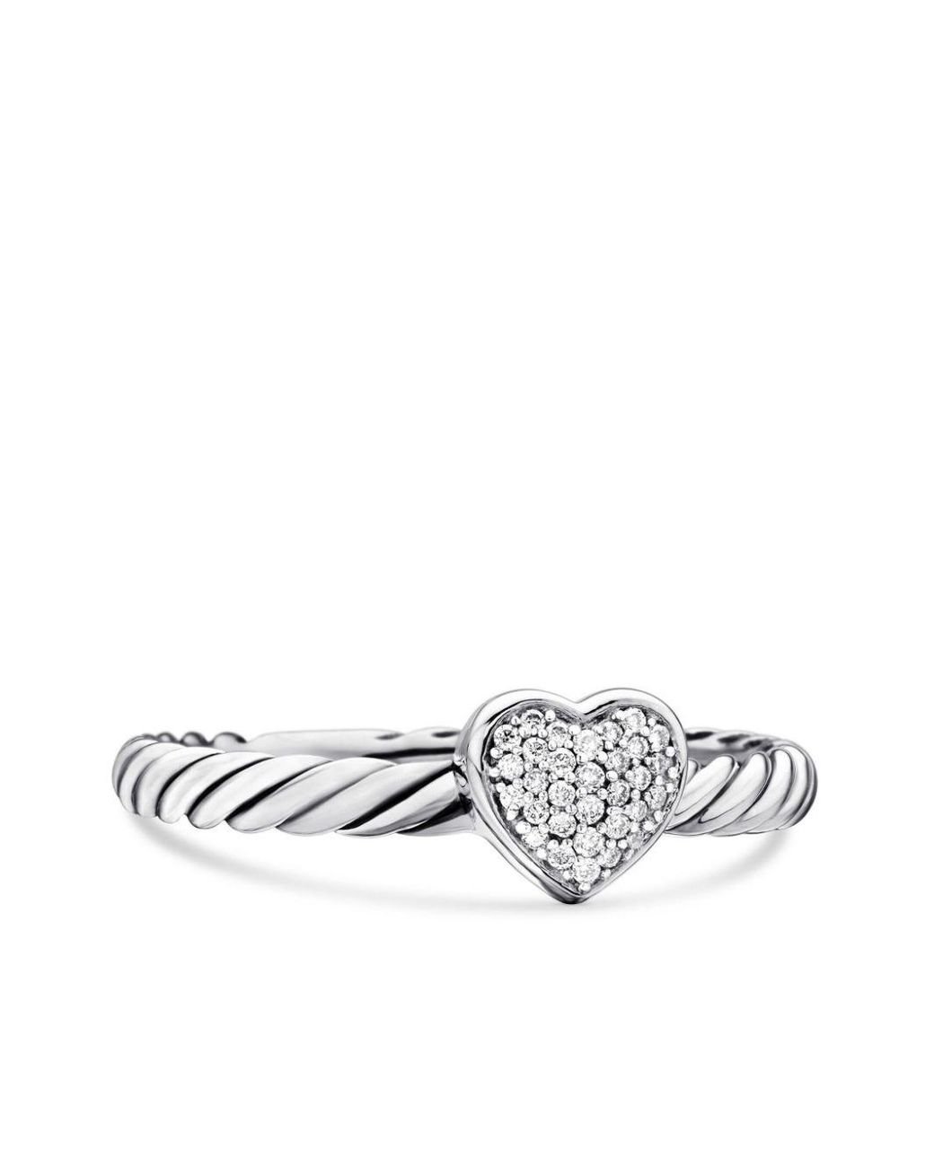David Yurman Sterling Cable Collectibles Heart Stack Diamond Ring in ...