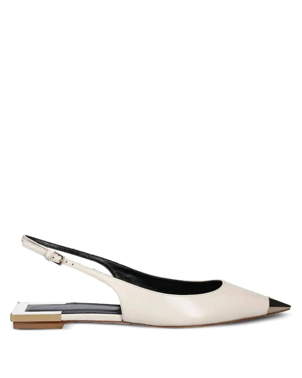 Elisabetta Franchi Pointed-Toe Slingback Ballet Flats in Natural | Lyst
