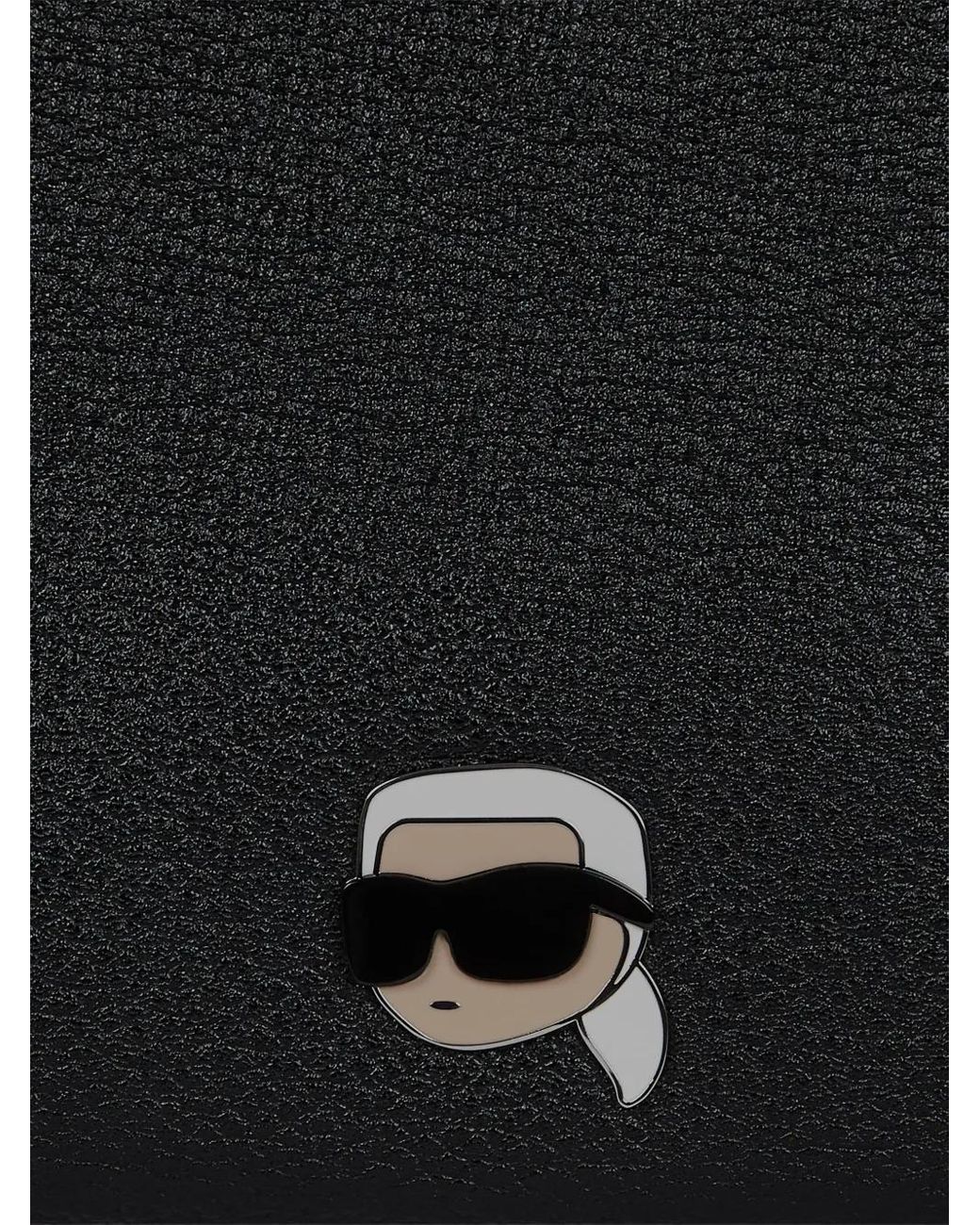 KARL LAGERFELD Ikon Pin Textured Leather Crossbody Bag in Black | Lyst