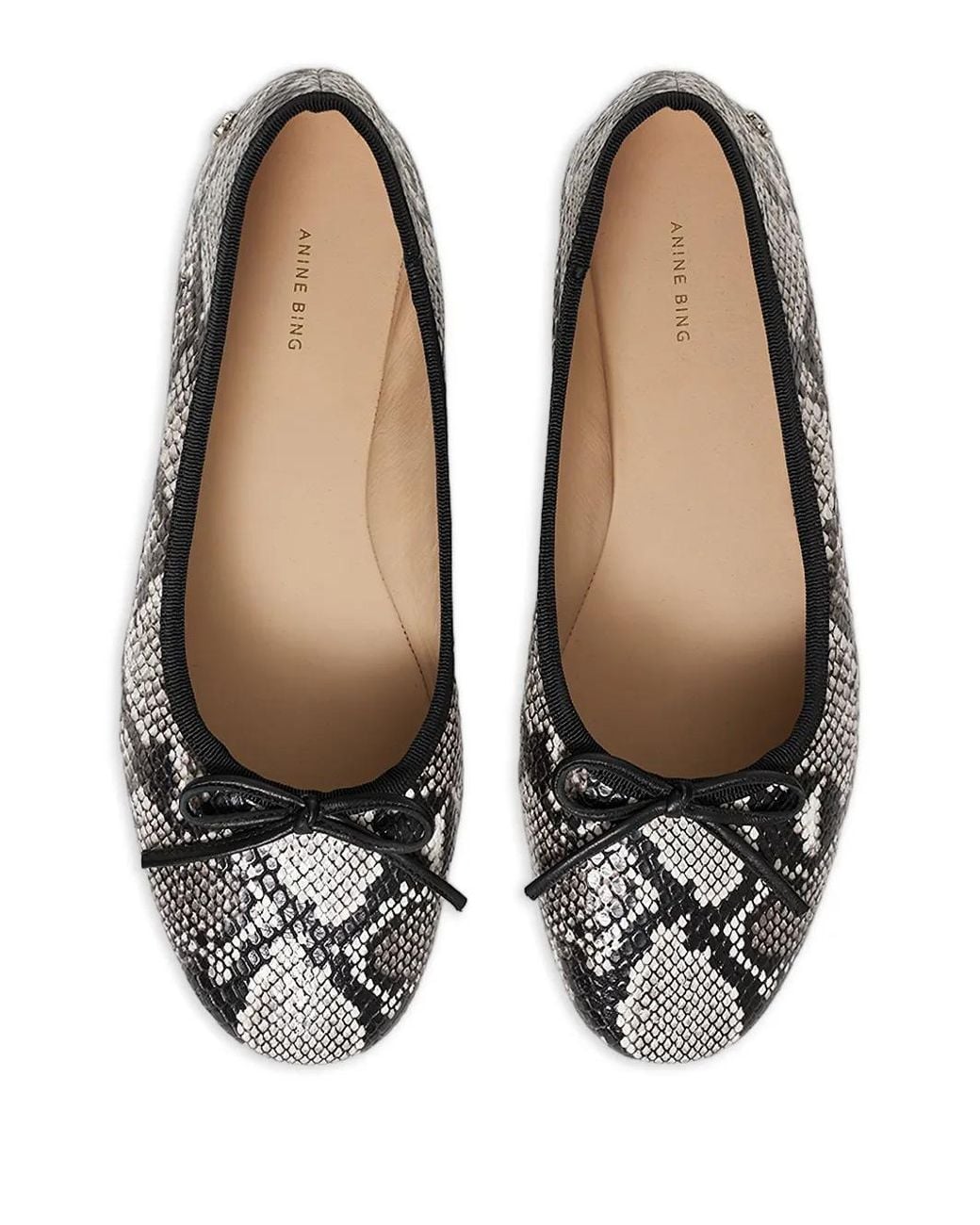 Anine Bing Jamie Bow Flats in Gray | Lyst