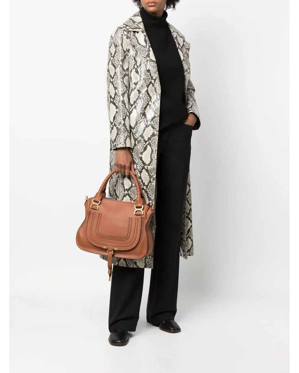 Chloé Marcie Medium Leather Handbag in Brown | Lyst