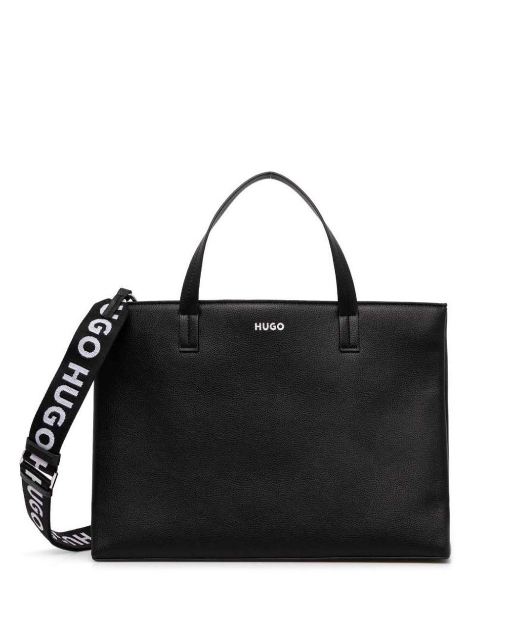 HUGO Logo-Print Tote Bag in Black | Lyst