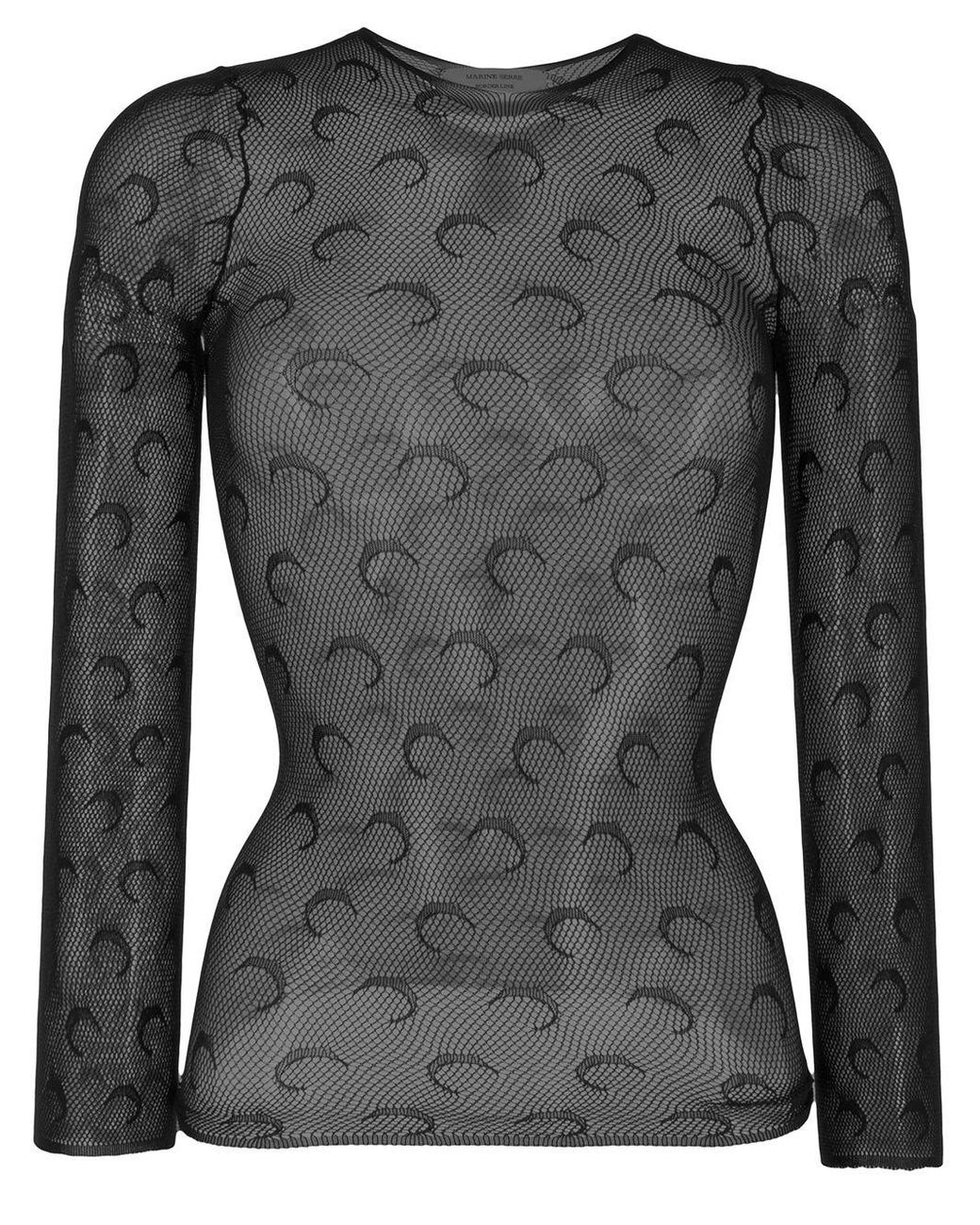 Marine Serre Moon-pring Mesh Top in Black | Lyst