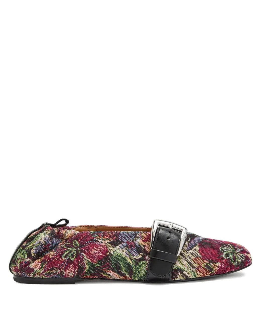 Ganni Floral-Jacquard Ballet Flats in White | Lyst