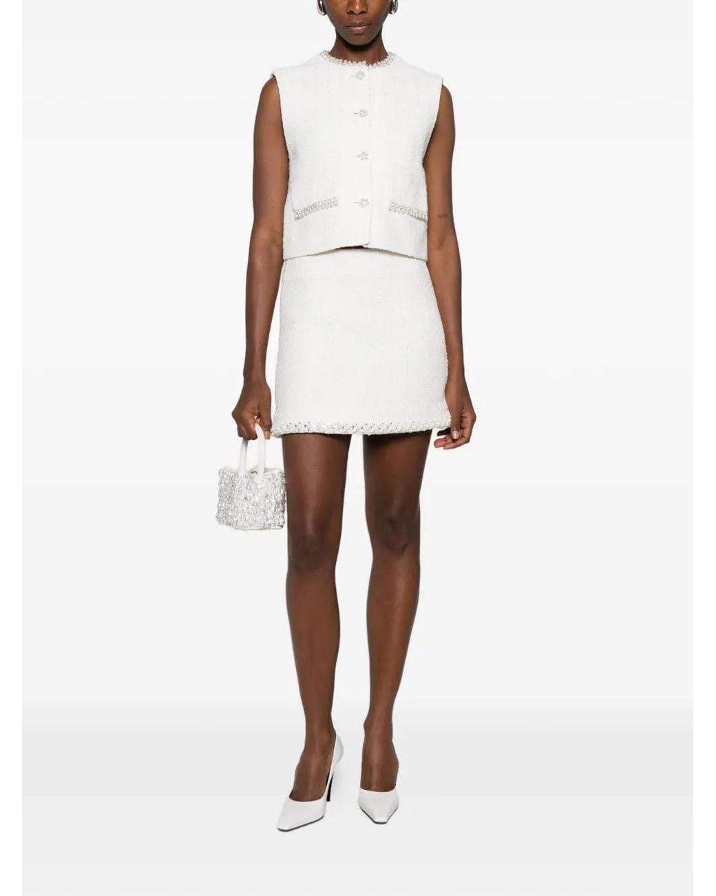 Maje Crystal-Embellished Vest in White | Lyst