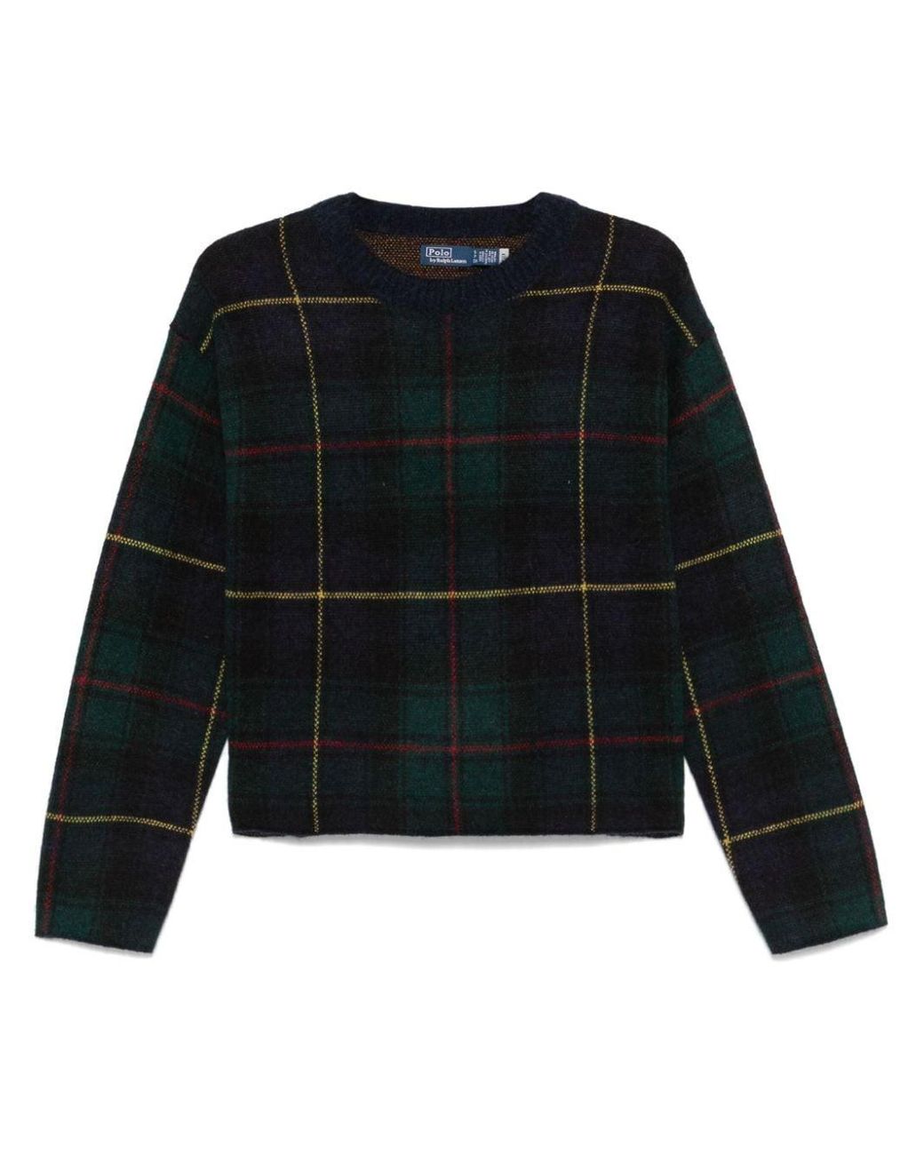 Polo Ralph Lauren Plaid Crew-Neck Sweater in Black | Lyst