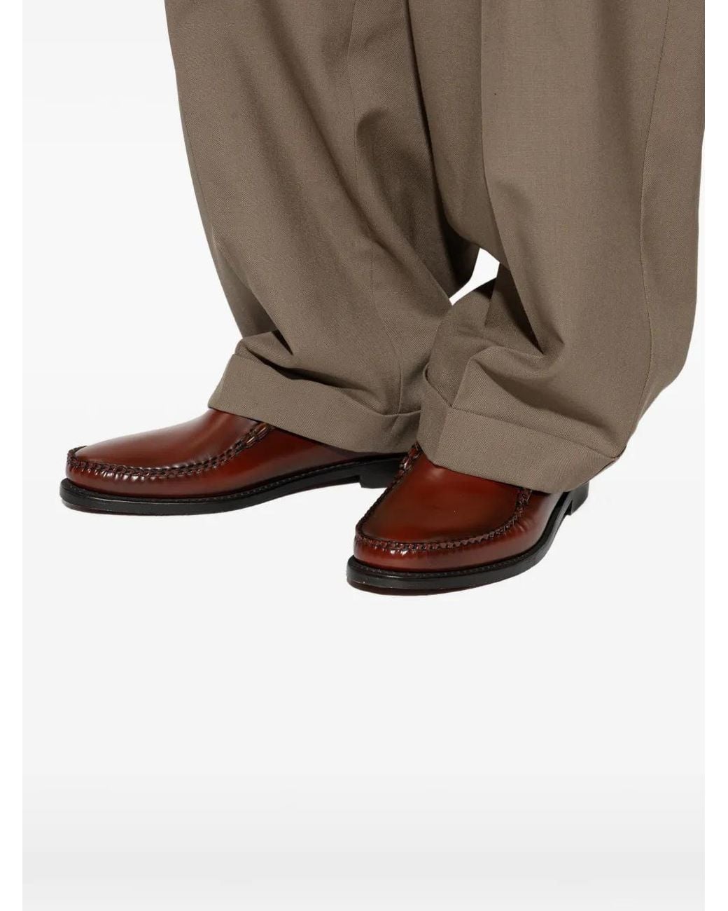 G.H. Bass & Co. Stitched Leather Loafers in Brown for Men | Lyst UK