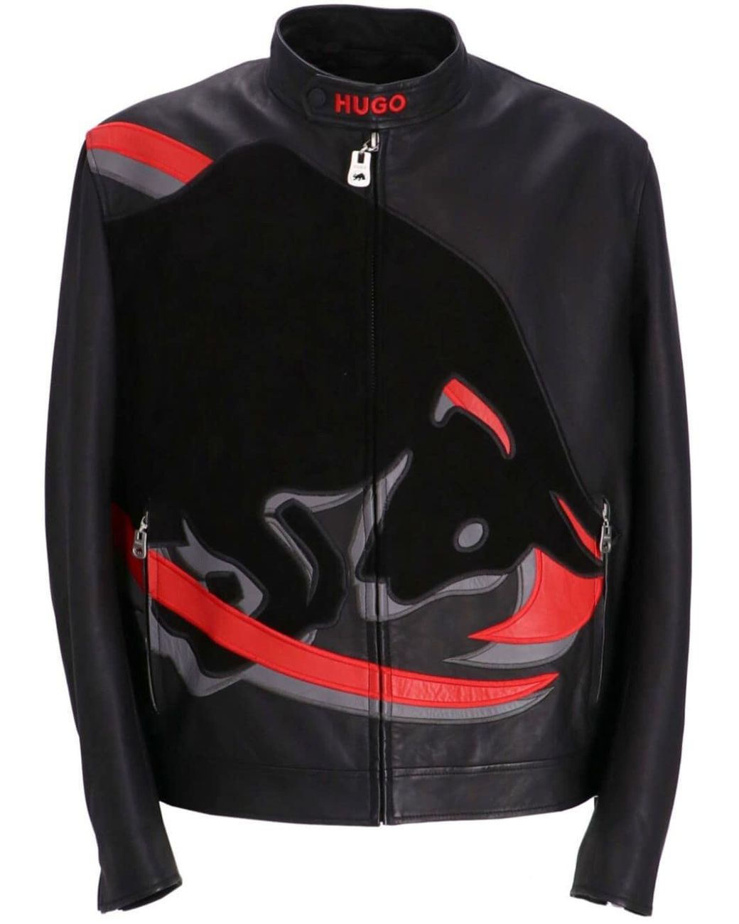 HUGO X Rb Bull-Motif Leather Jacket in Black for Men | Lyst
