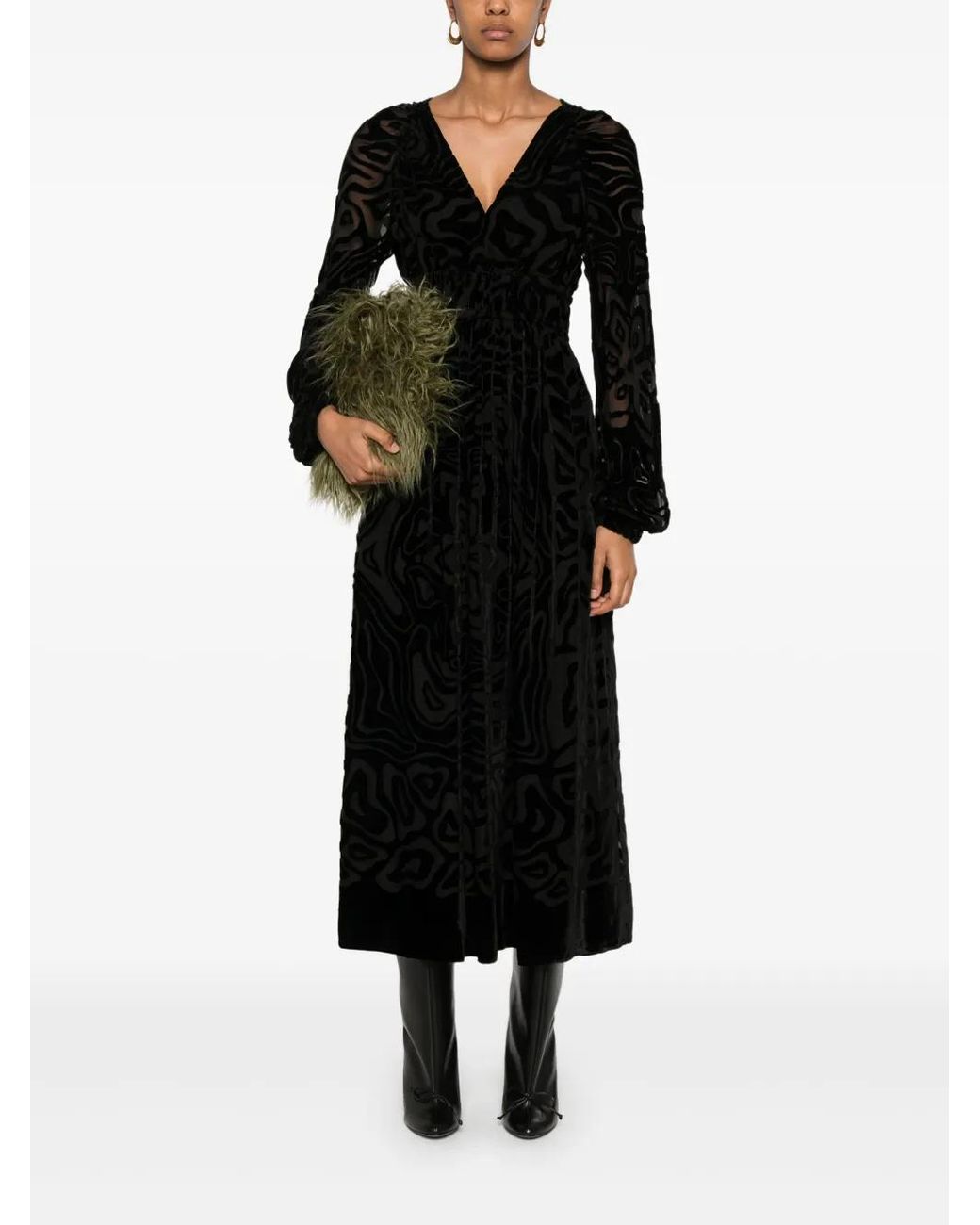 Ulla Johnson Elora Midi Dress in Black | Lyst