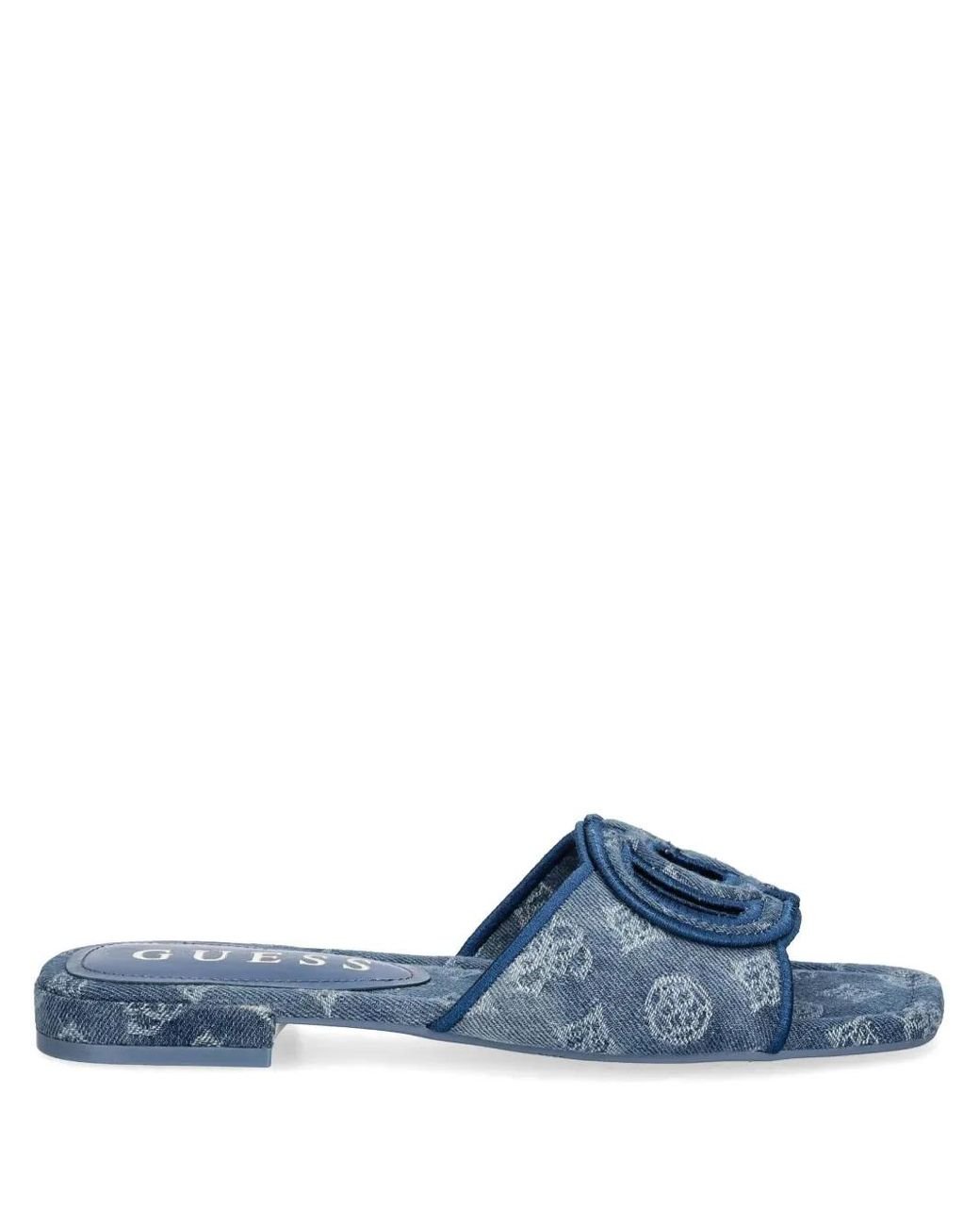 Guess Tarisha 4G Slides in Blue | Lyst