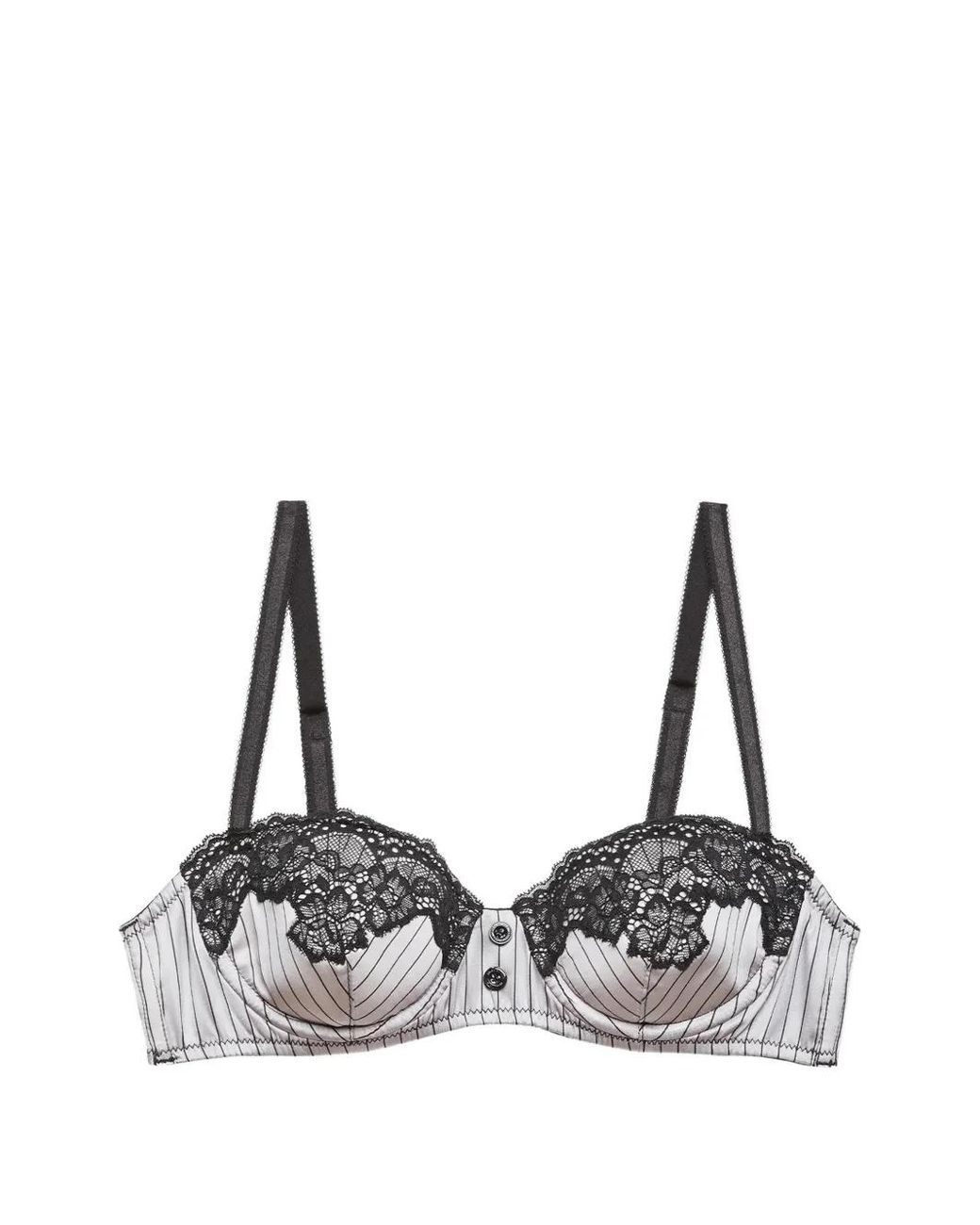 Fleur du Mal Executive Balconette Pinstripe Lace Bra in Natural | Lyst