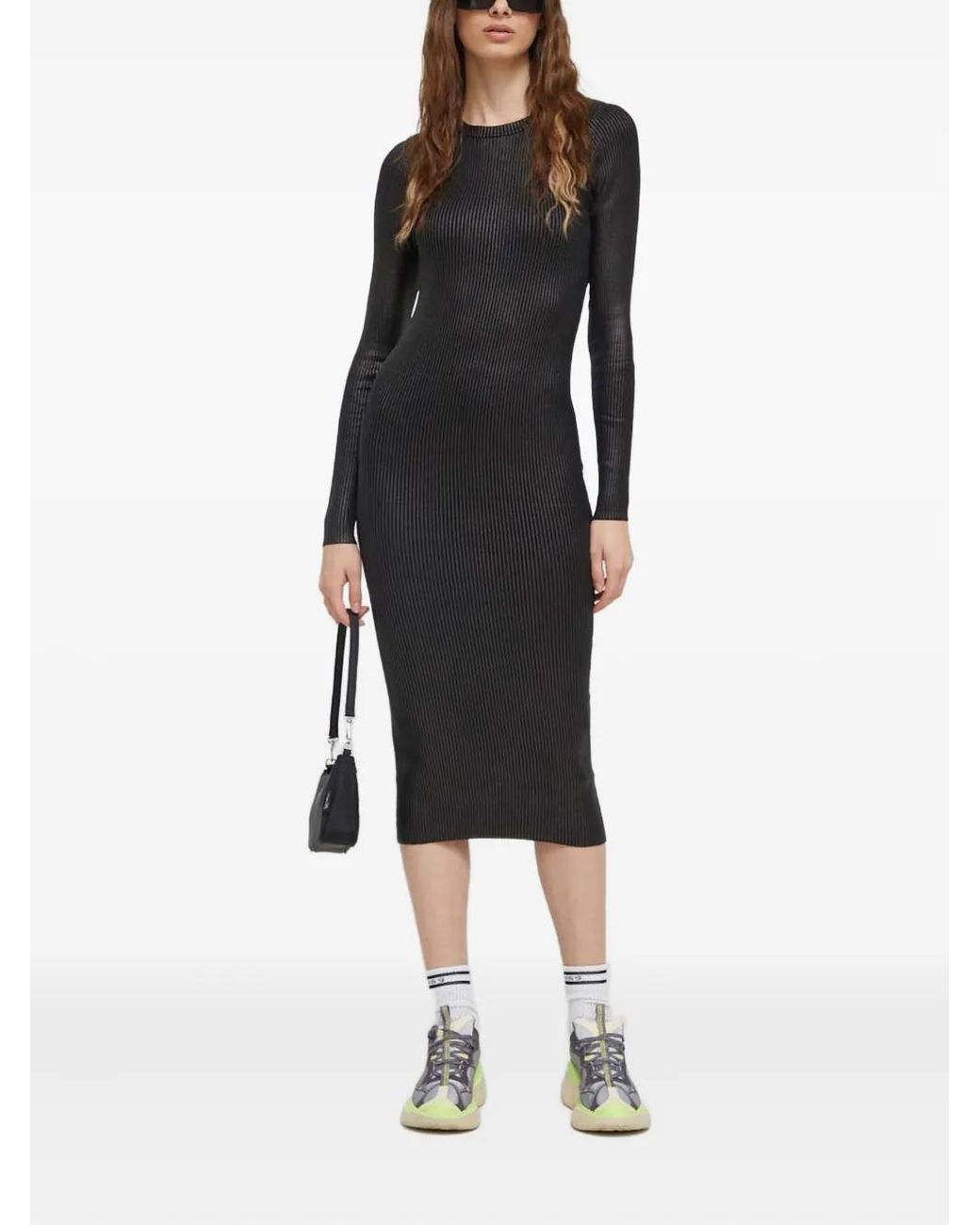 Iceberg Ribbed Cut-Out Midi Dress in Black | Lyst