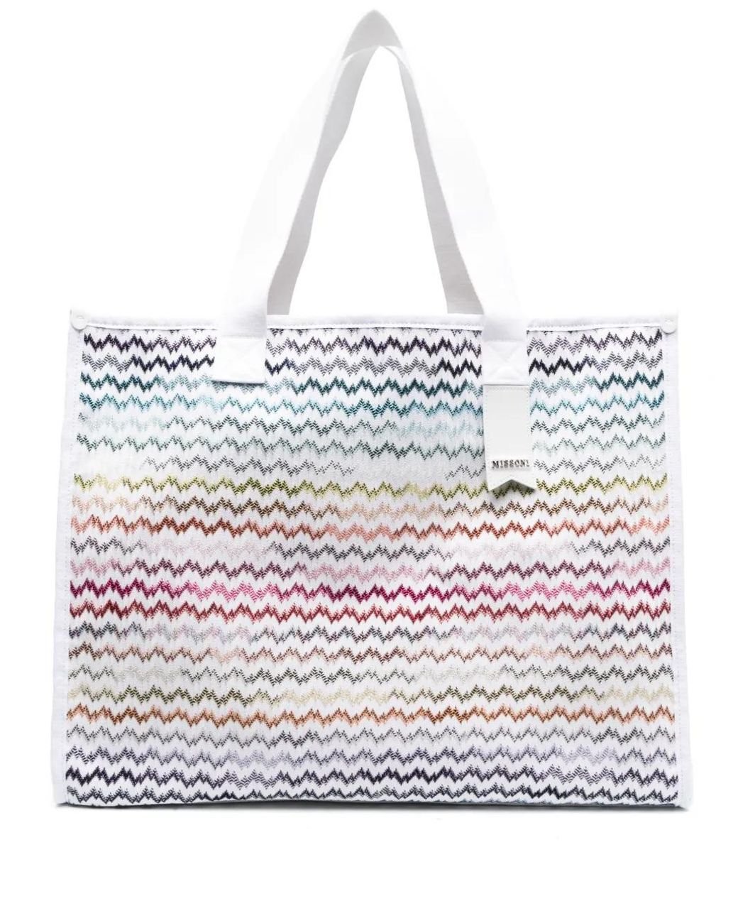 Missoni Zigzag-Embroidered Beach Bag in Gray | Lyst