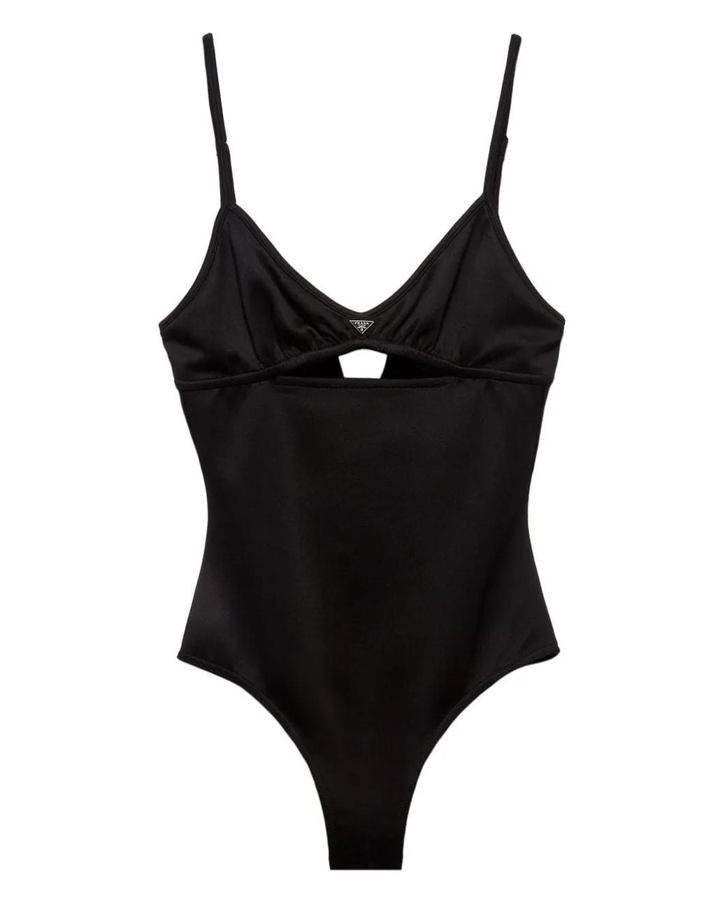 Prada Triangle-Logo Cut-Out Swimsuit in Black | Lyst