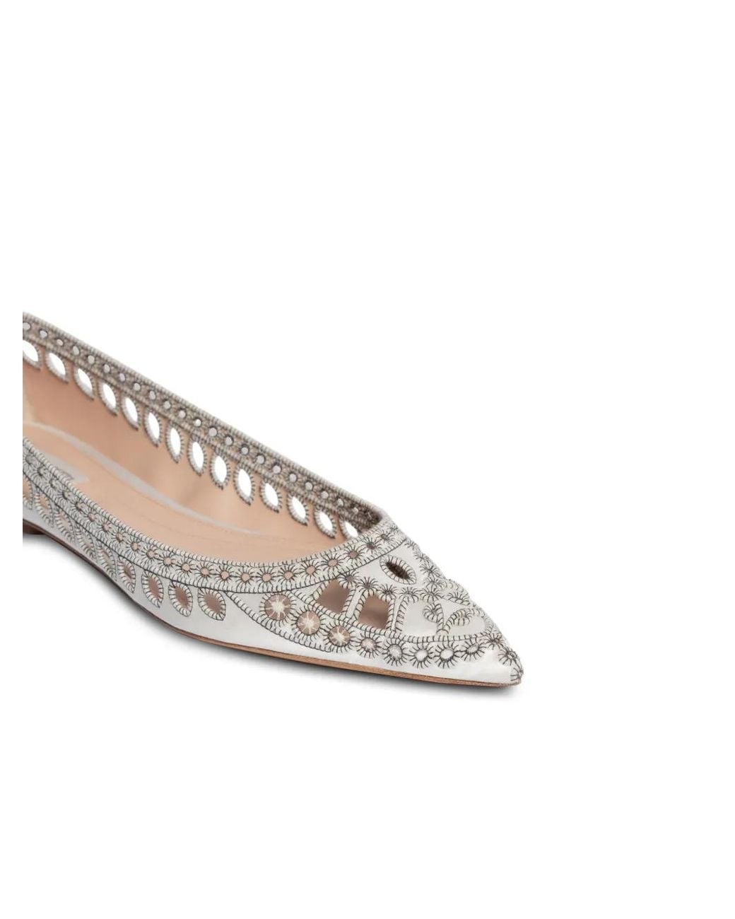 Alberta Ferretti Cut-Out Ballet Flats in White | Lyst
