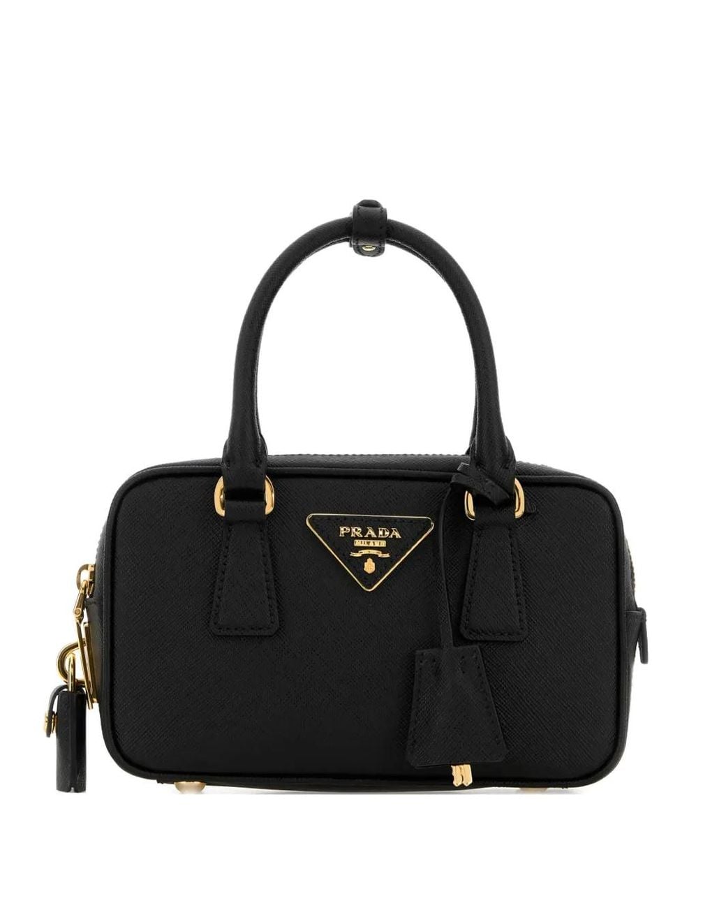 Prada Mini Galleria Leather Top-Handle Tote Bag in Black | Lyst UK