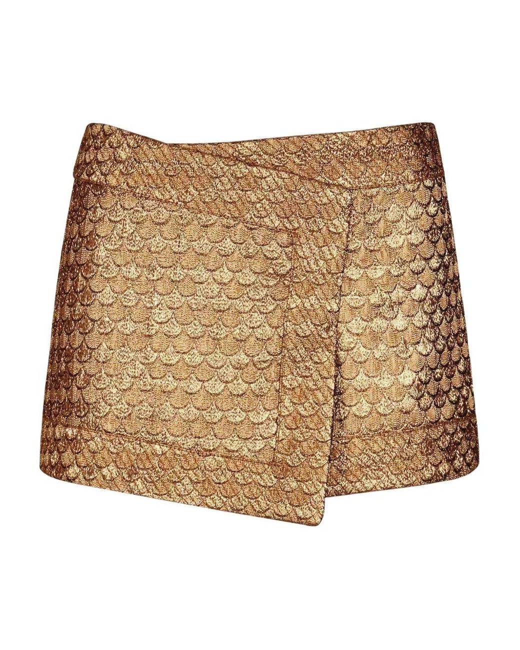 Johanna Ortiz Scale-Pattern Wrap Mini Skirt in Natural | Lyst UK