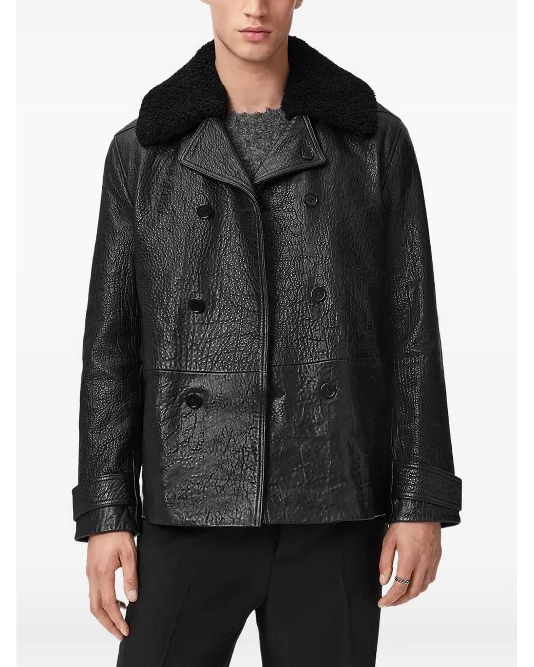 AllSaints Hamlet Leather Jacket in Black for Men | Lyst UK