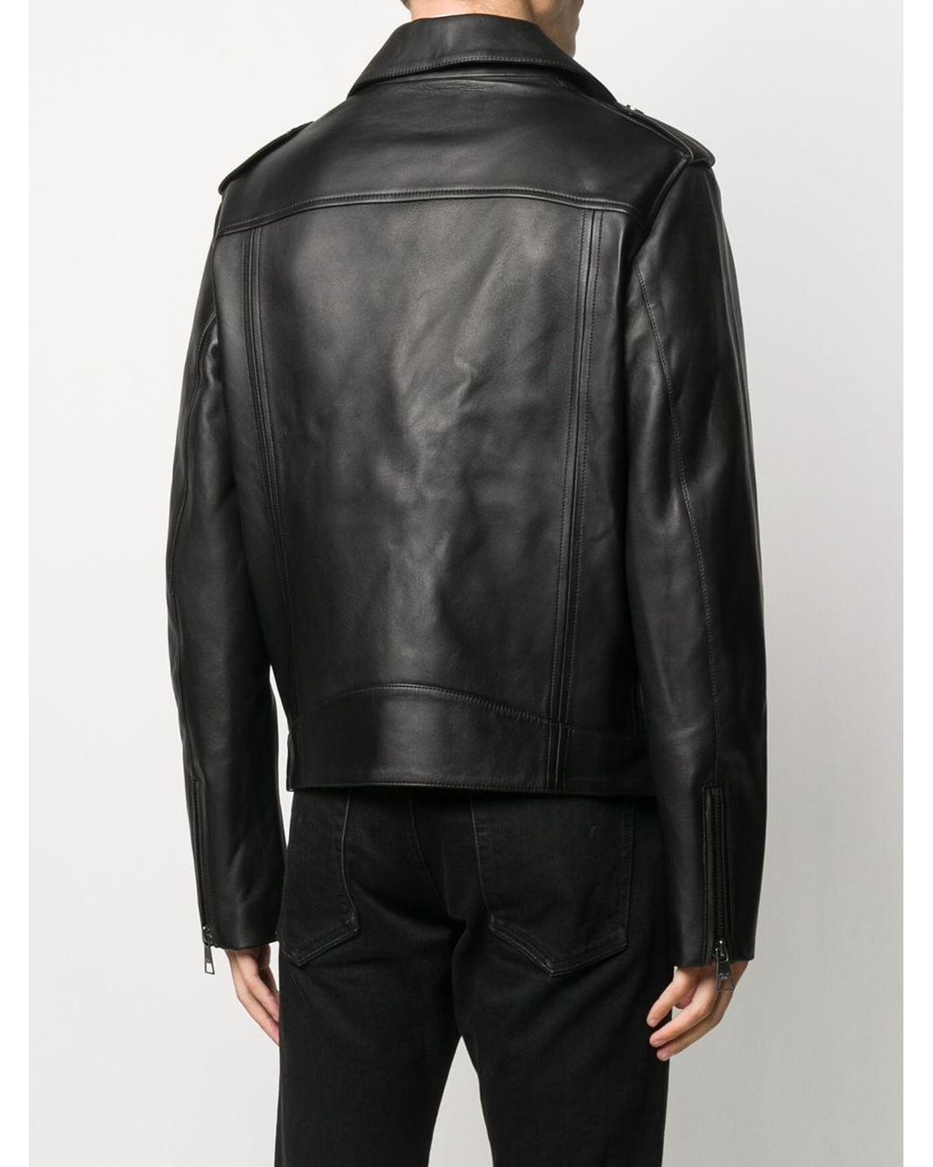Balenciaga Painted Effect Leather Biker Jacket In Black For Men Lyst | atelier-yuwa.ciao.jp