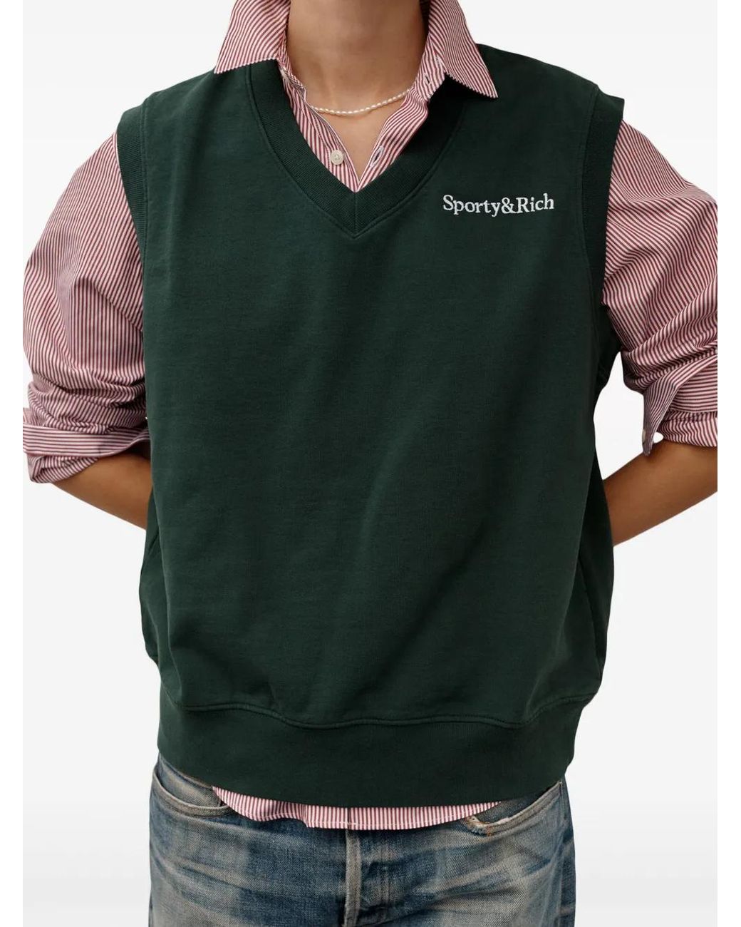 Sporty & Rich Utility Logo-Embroidered Striped Shirt in Pink | Lyst