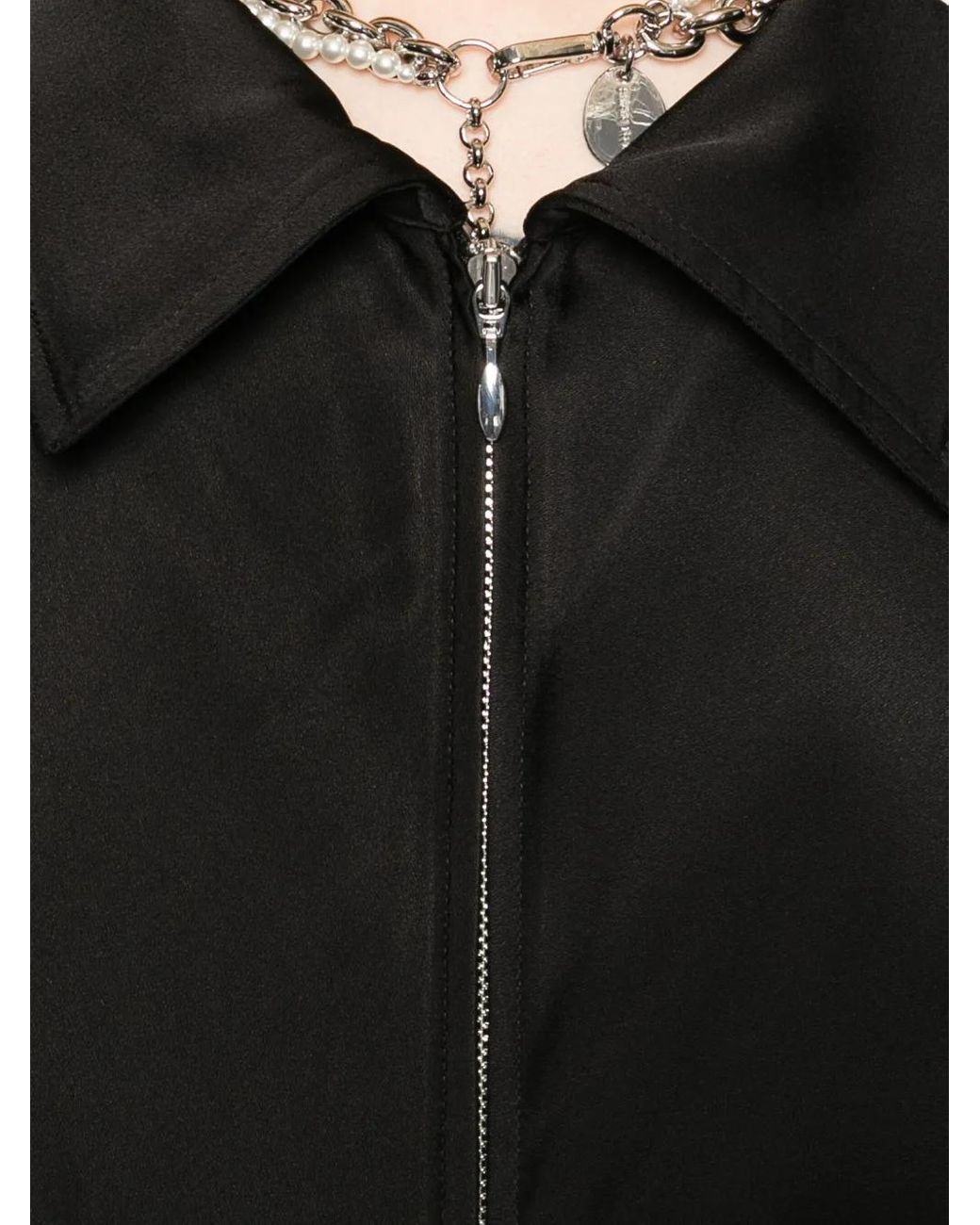 TOTEME Slouch Zip-Front Draped Blouse in Black | Lyst