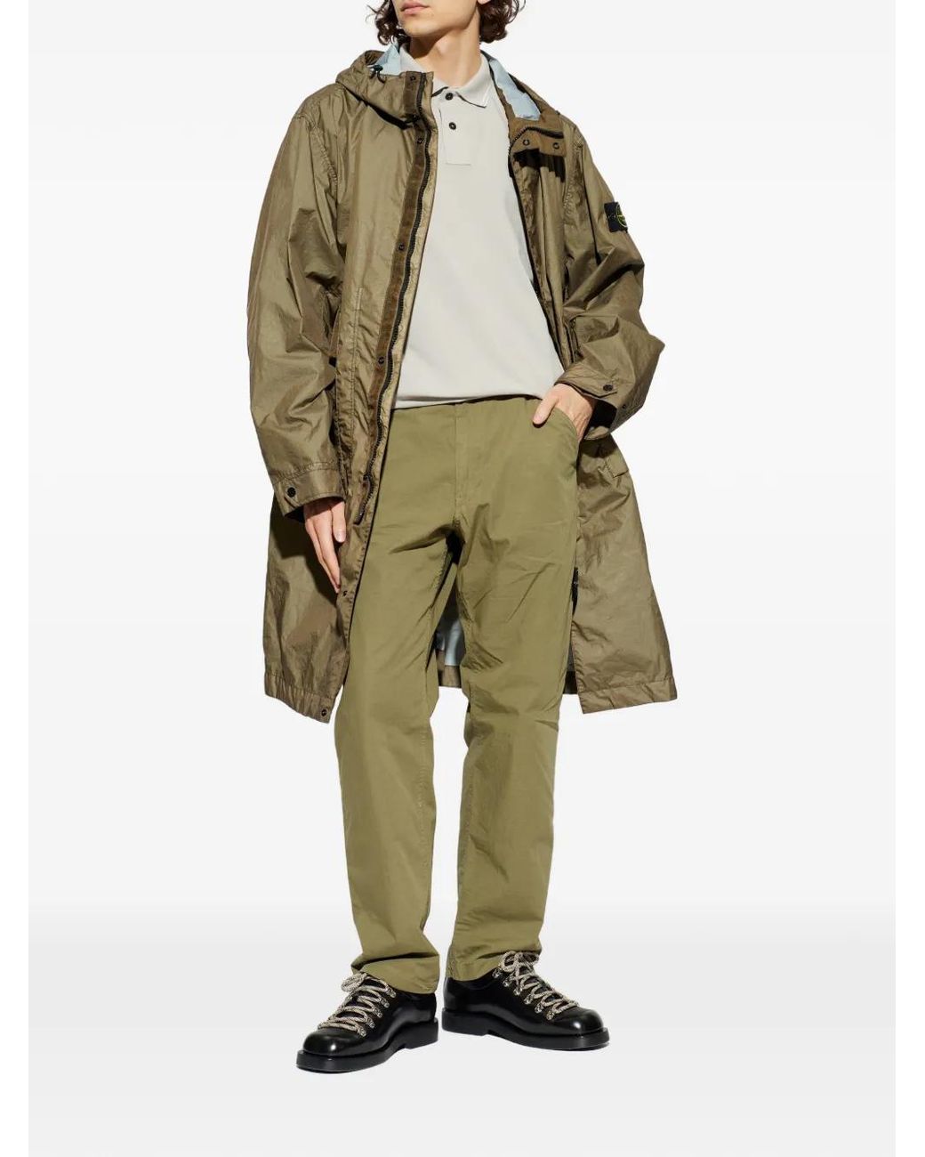 Stone Island Membrana 3L Tc Hooded Coat in Natural for Men | Lyst