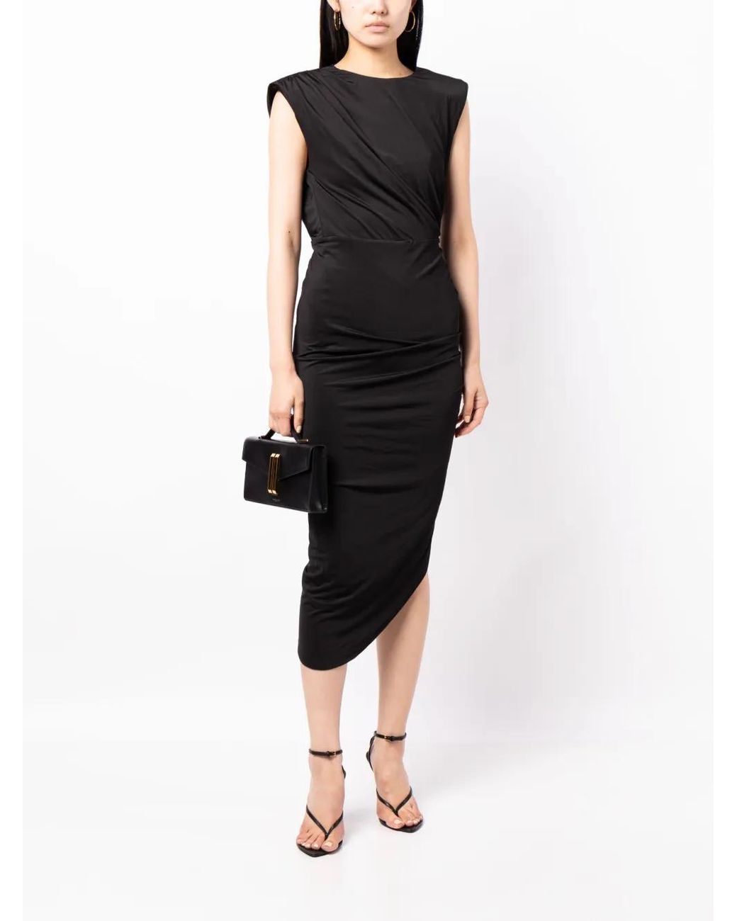 Veronica Beard Merrith Draped Midi Dress in Black | Lyst