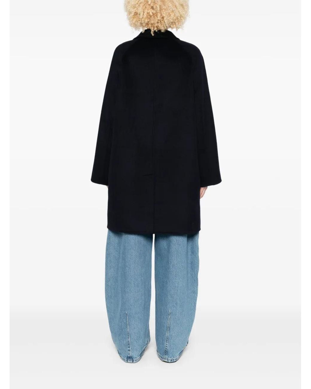 The Dynamis Studio Button-Fastening Coat in Black | Lyst
