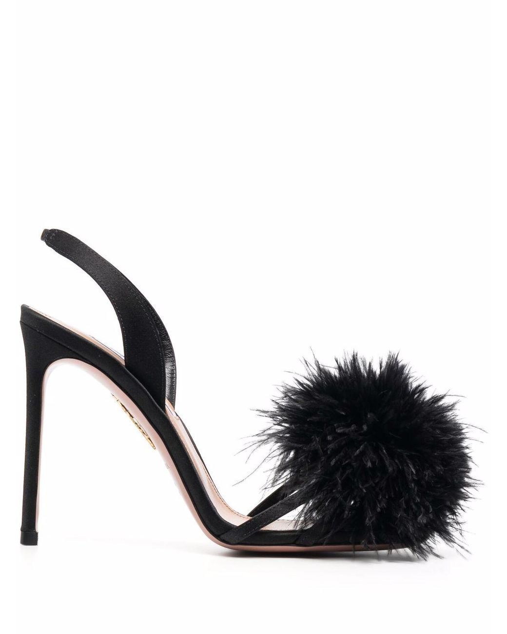 Aquazzura Boudoir Feather Trim Sandals In Black Lyst