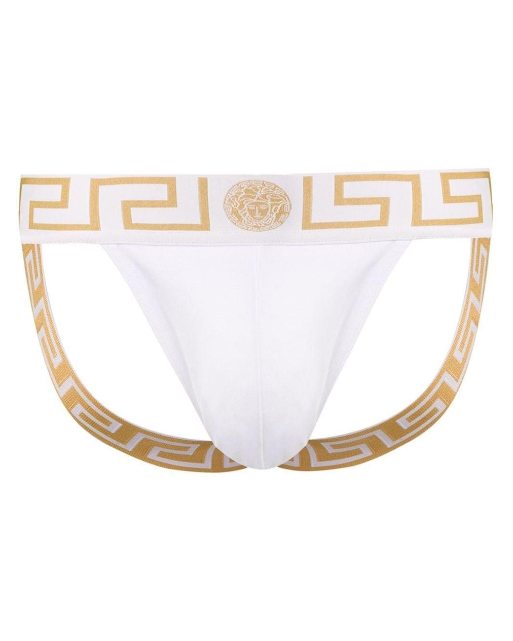 Versace Greca Border Jockstrap in White for Men | Lyst