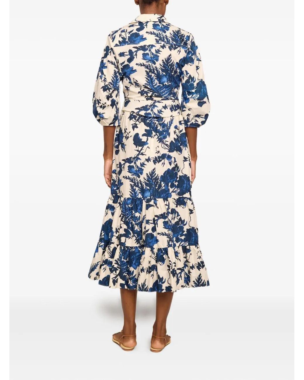 Cara Cara Floral-Print Tiered Skirt in Blue | Lyst