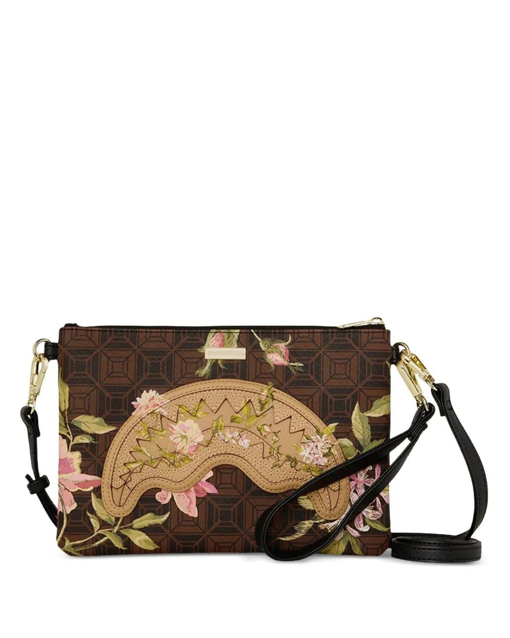 Sprayground Ai Henny Floral-Detail Clutch Bag in Brown | Lyst