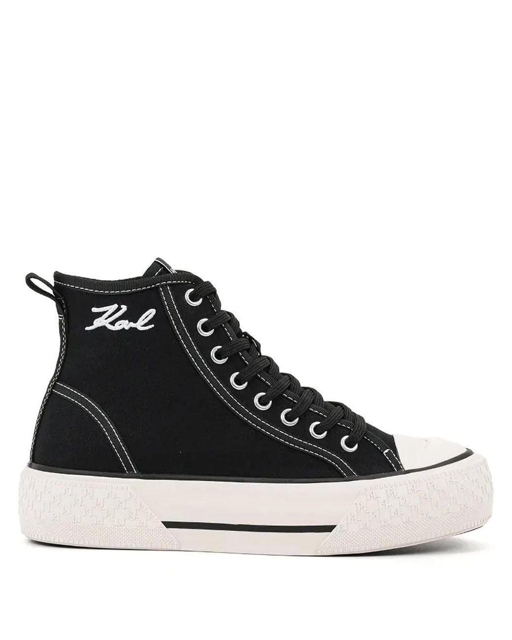 KARL LAGERFELD Lace-Up High-Top Sneakers in Black | Lyst