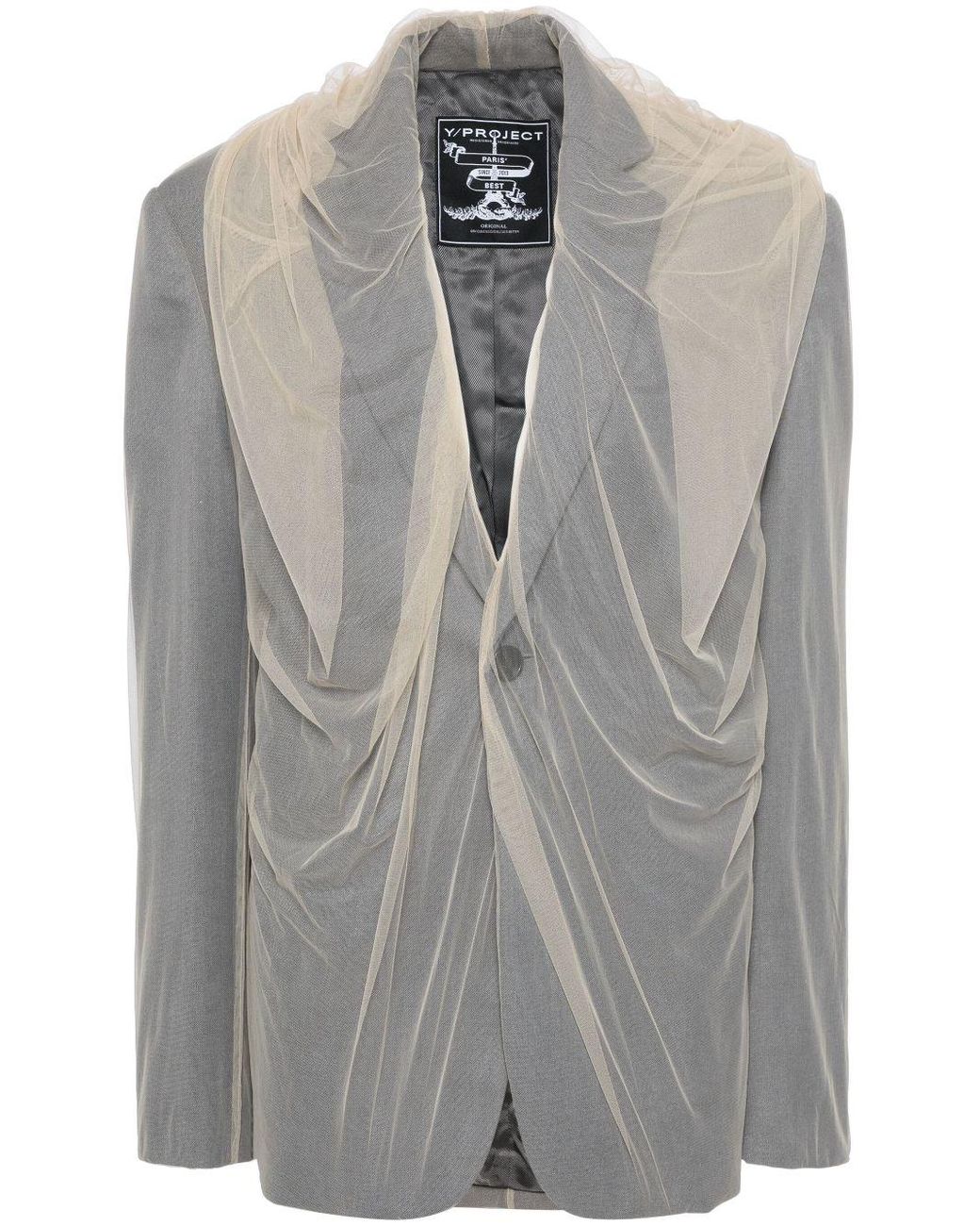 Y. Project Draped Hood Blazer in Gray | Lyst