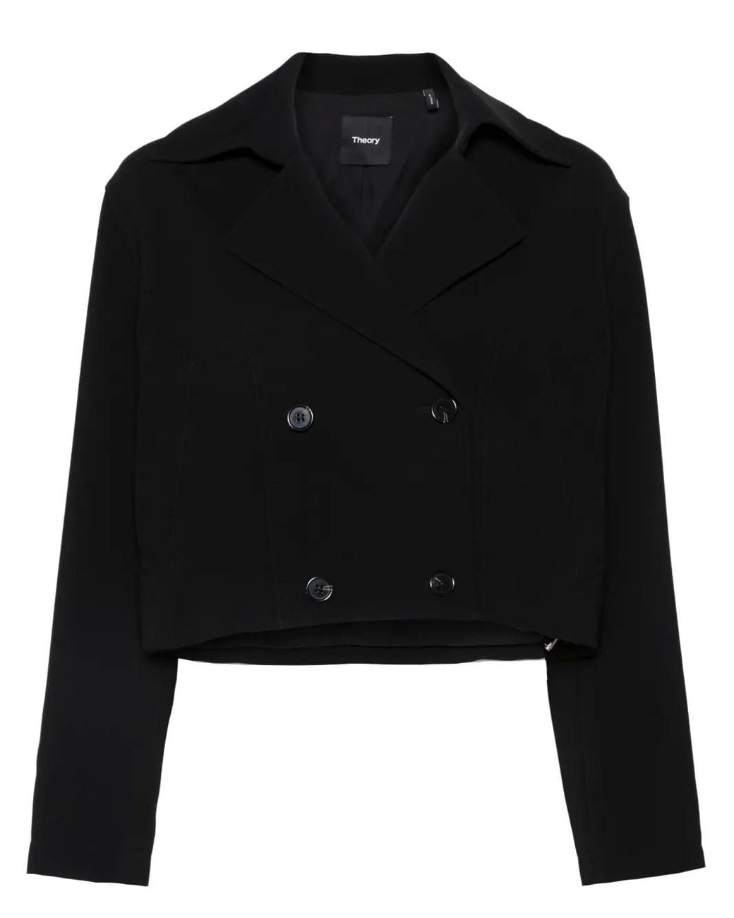 Theory Crepe Cropped Jacket in Black | Lyst